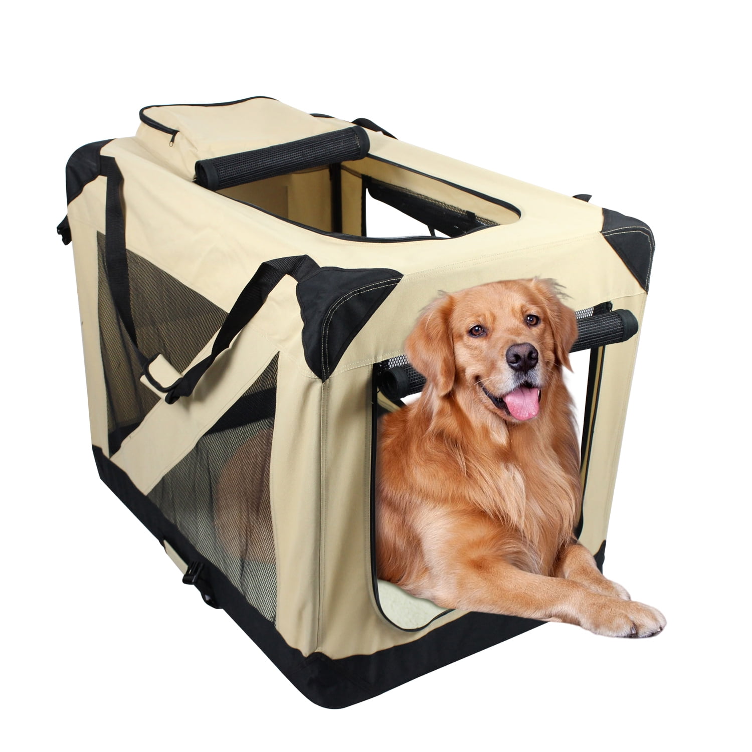 ZAKAPAWS Collapsible Soft Dog Crate, 36'' Portable 3 Door Dog Kennel ...