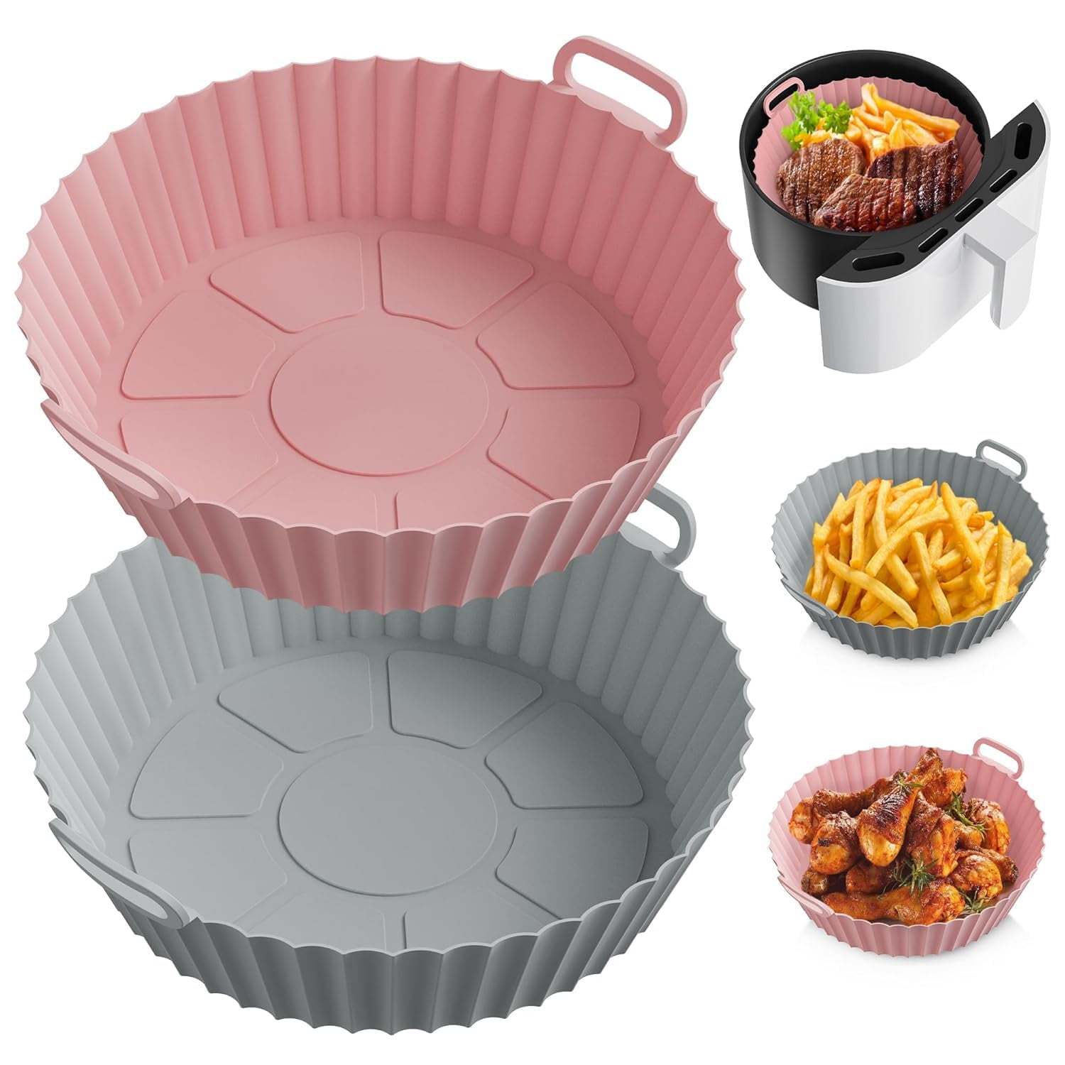 ZAKUDI Silicone Air Fryer Liners for 4 to 7 QT 2 Pack MEFan Air Fryer ...