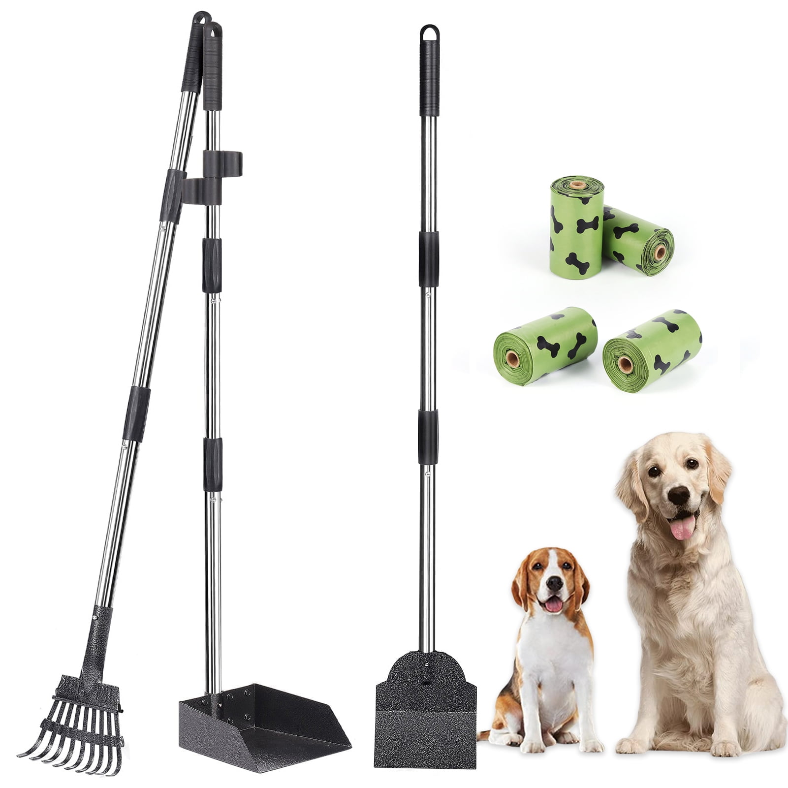 ZALALOVA 3 Pack Dog Pooper Scoopers Large Dogs, 37.8" Poop Scooper with ...