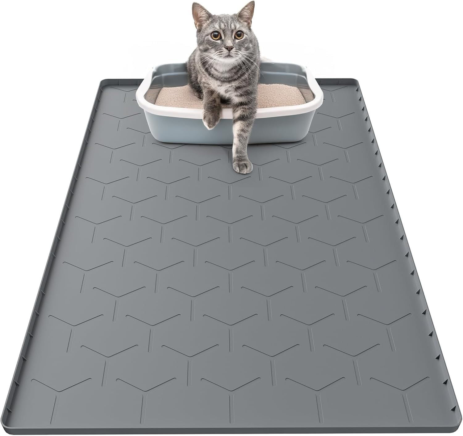 ZALALOVA Foldable Cat Litter Mat, 30x22 inch, Honeycomb, Urine ...