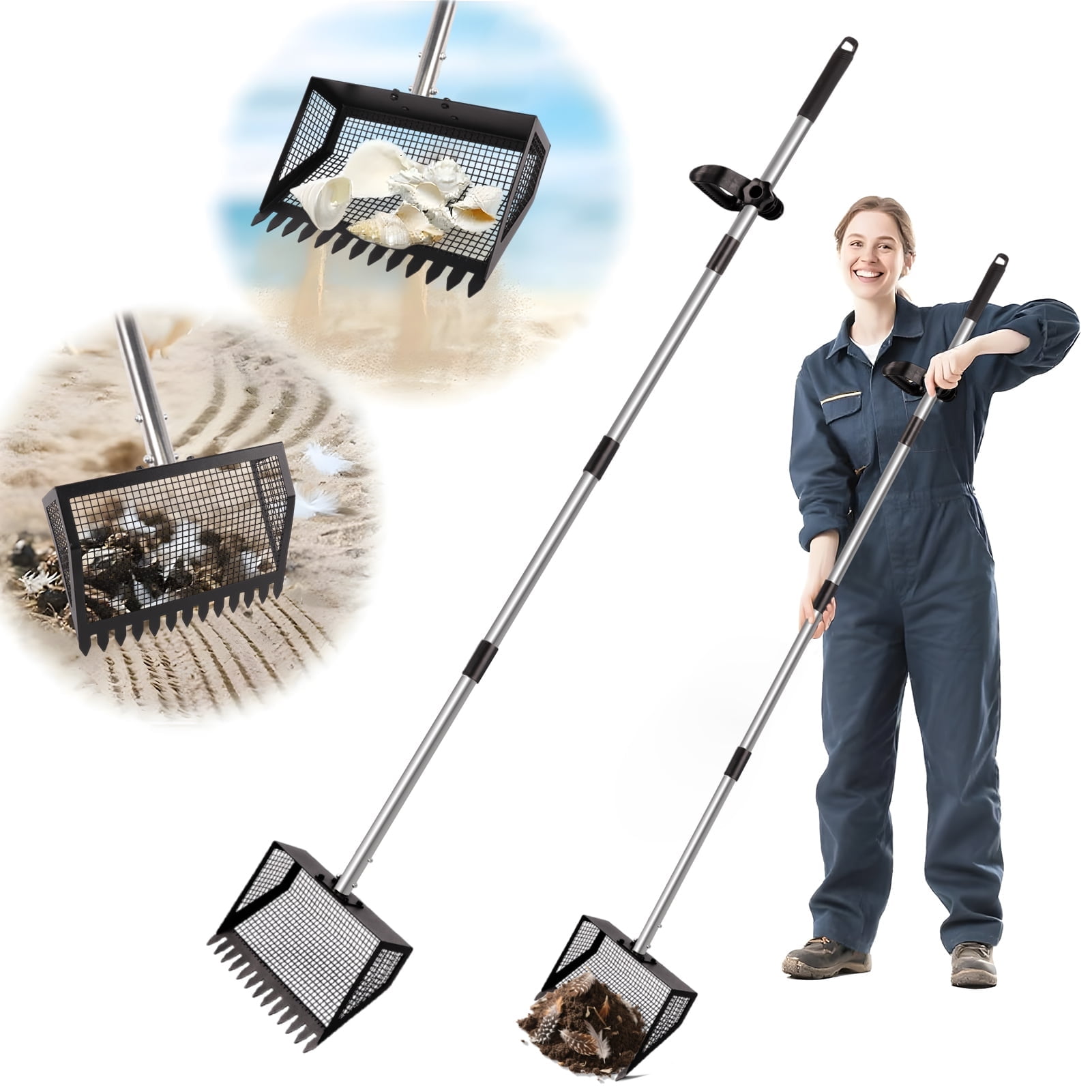 Chicken Poop Scooper & Rake 2-in-1 Metal Coop Shovel 10 inches Sand ...