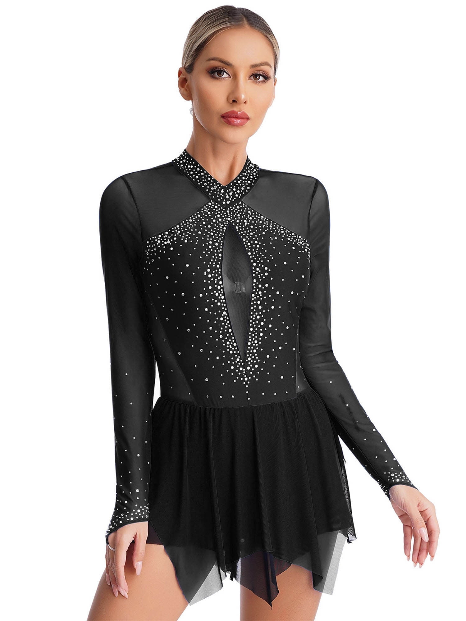 ZALDITA Women's Figure Ice Skating Dress Rhinestones Ballet Dance ...