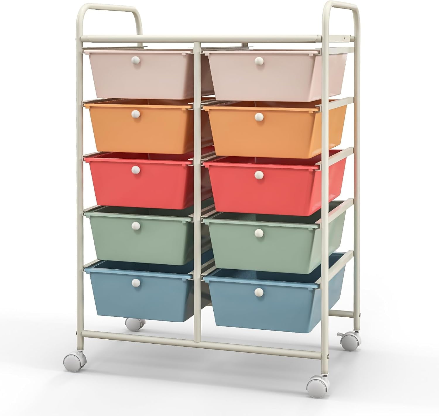 ZALIX 10-Drawer Rolling Cart with Drawers, Storage Cart with Universal ...