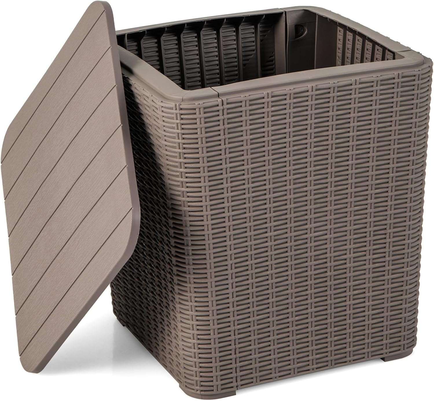 ZALIX 11.5 Gallon Deck Box, Outdoor Side Table with Removable Lid, Faux ...