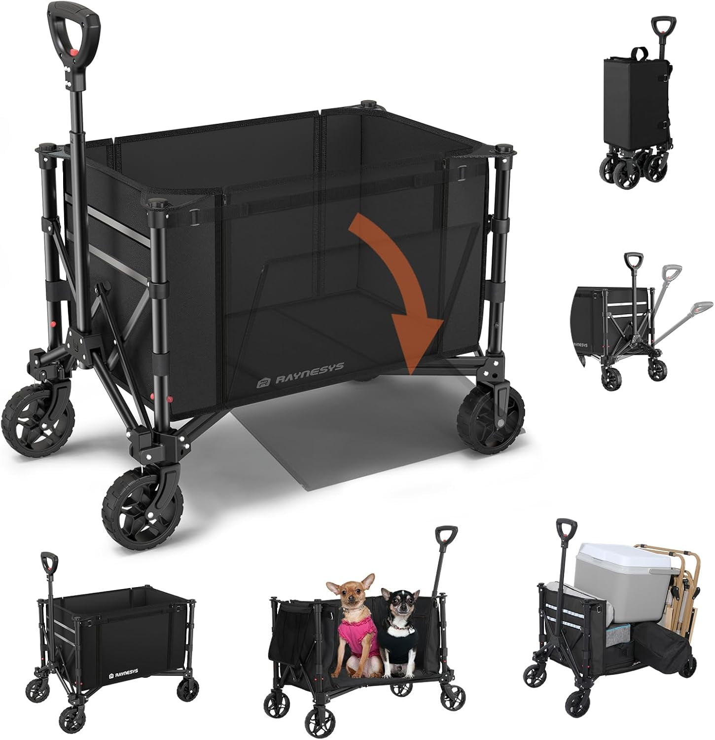 ZALIX 3 in 1 Collapsible Wagon Converts to Bench, 220lbs Foldable Wagon ...