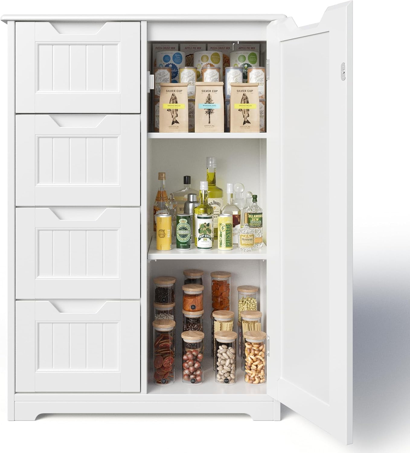ZALIX 33" Kitchen Pantry Storage Cabinet with Door and Shelves, Small ...