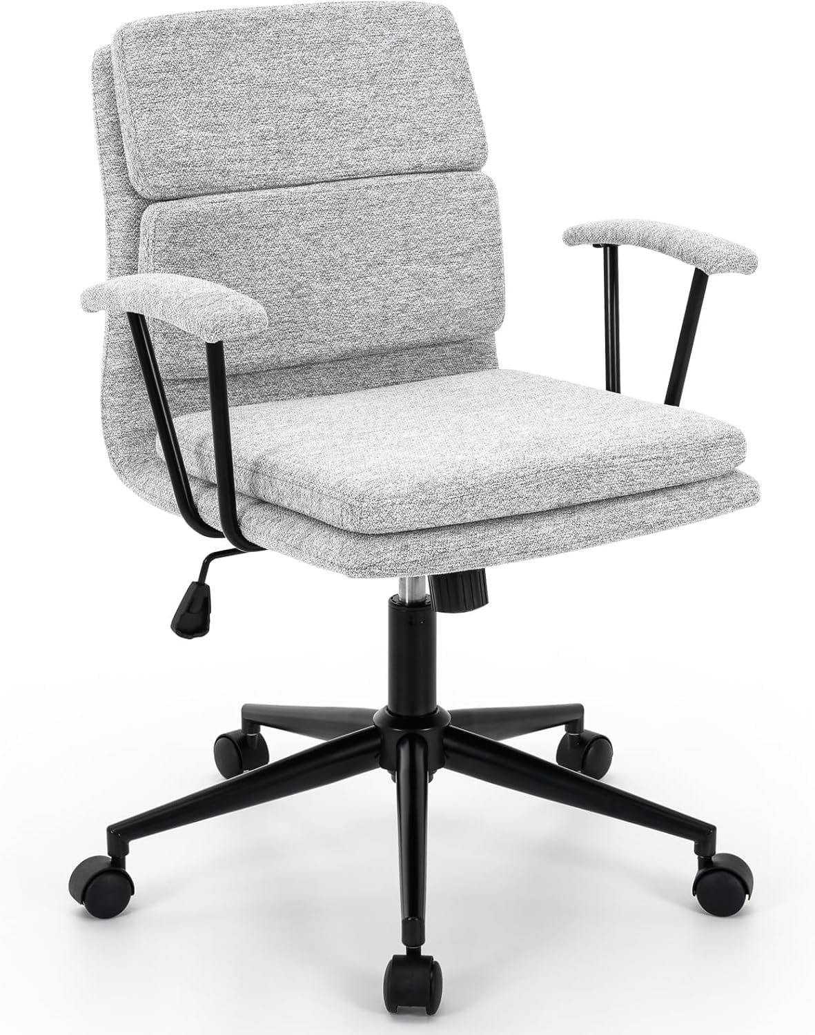 ZALIX 422 Modern Linen Office Chair with Removable Padded Armrests ...