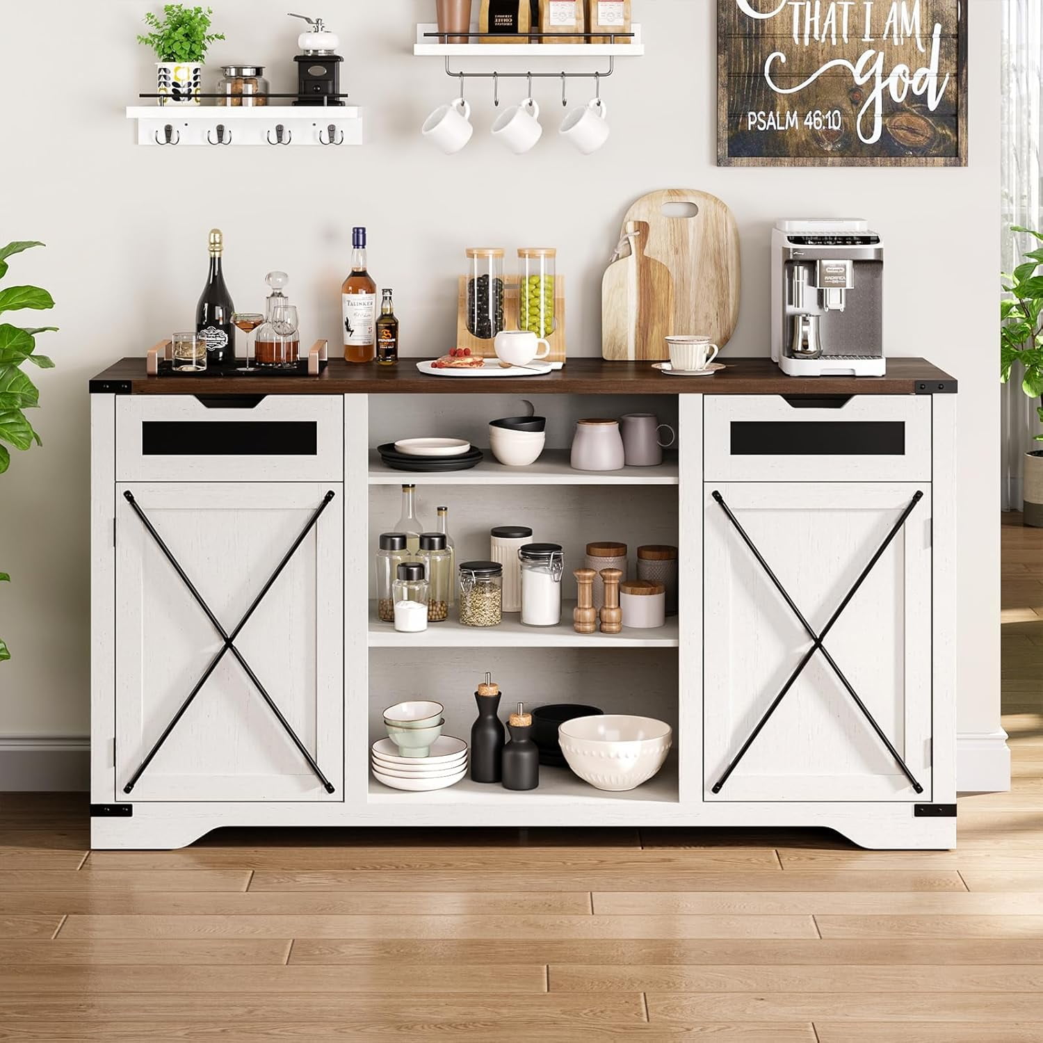 ZALIX Buffet Cabinet with Drawers, 60" Large Sideboard Buffet Storage ...