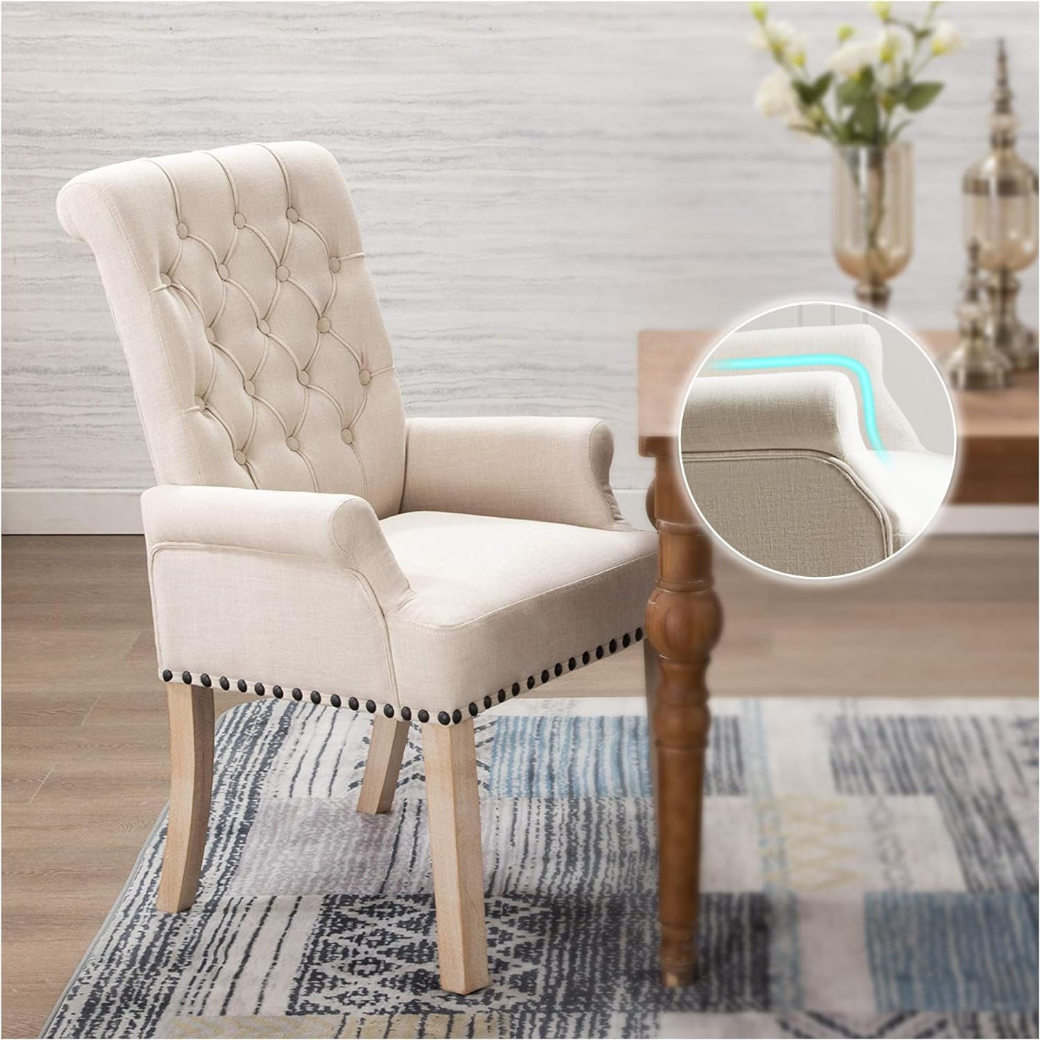 ZALIX Fabric Accent Dining Chair, Elegant Tufted Club Dining Room ...