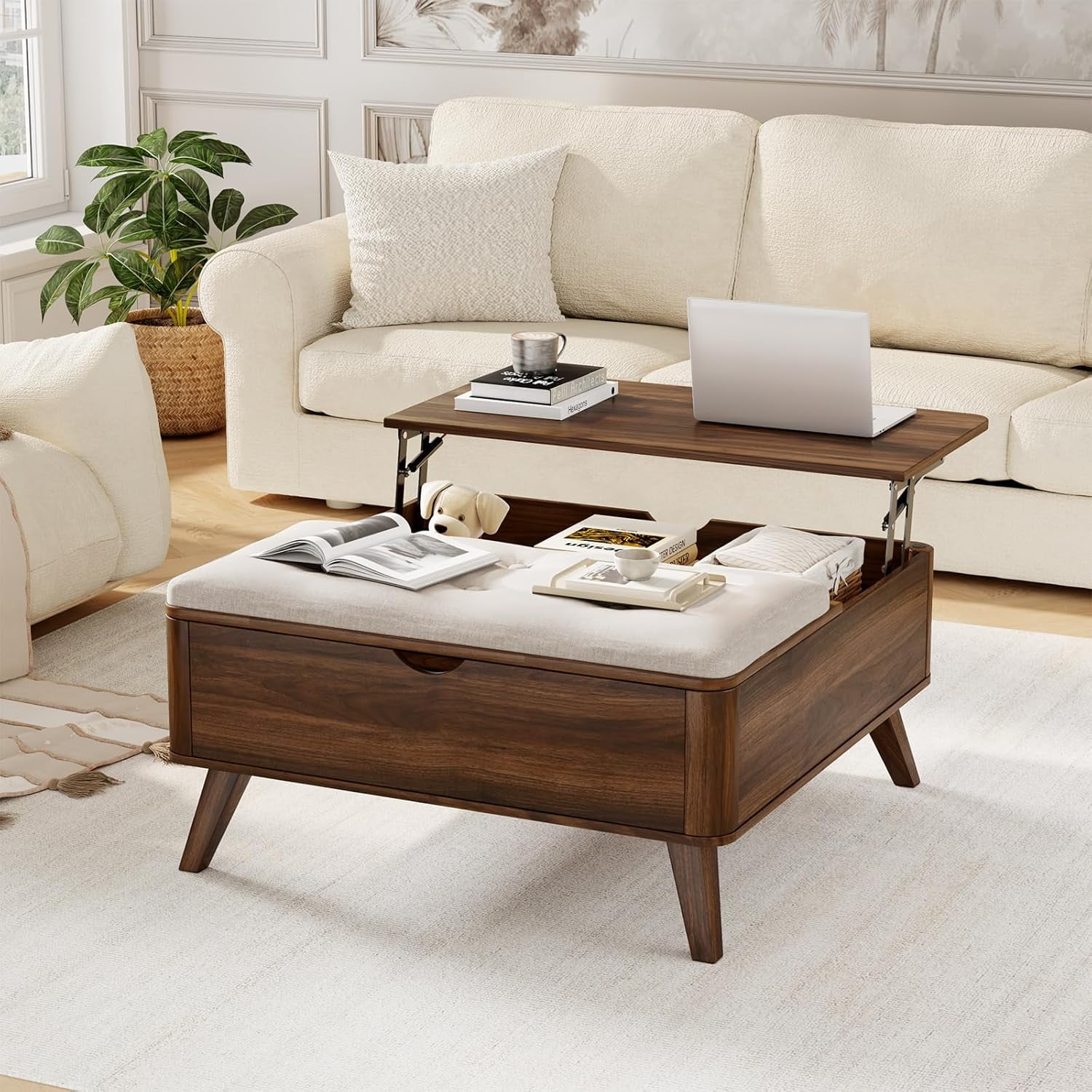 ZALIX Lift Top Coffee Table with Storage, Large Square Coffee Table ...
