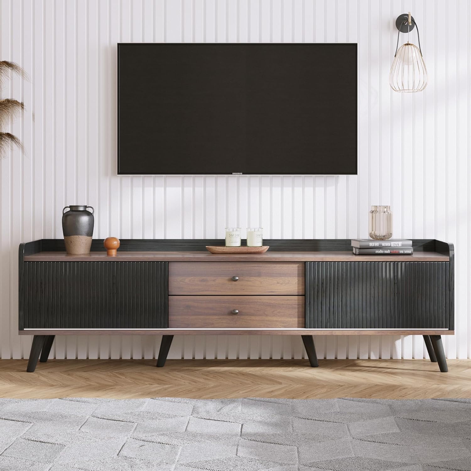 ZALIX Mid Century Modern TV Stand for 60/65/70 Inch TV, Entertainment ...