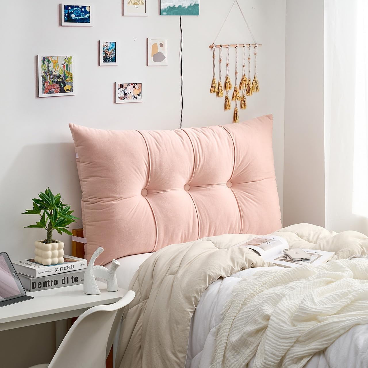 ZALIX - Plush Tufted College Headboard - Sunday Pink - Walmart.com