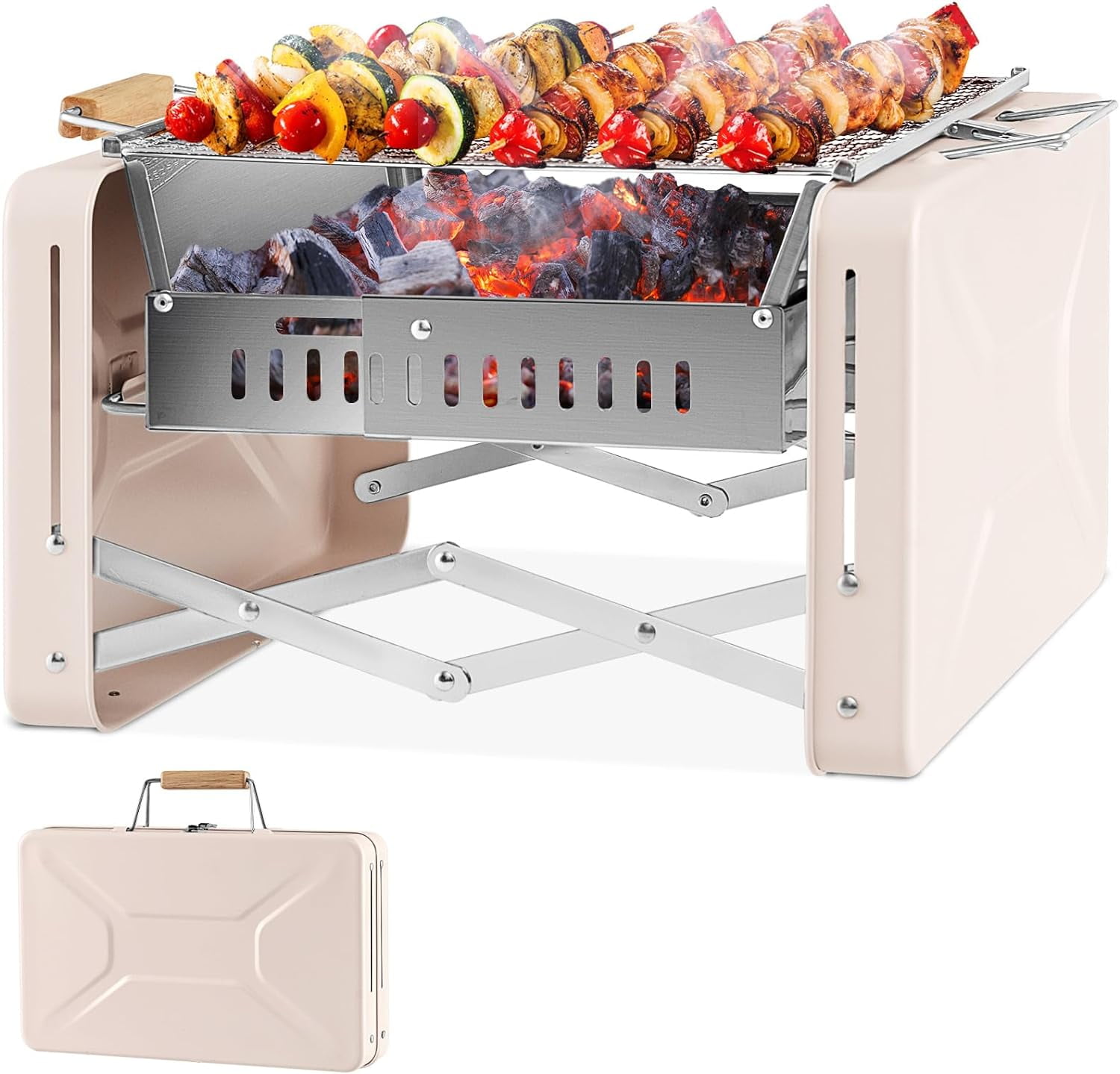 ZALIX Portable Folding Charcoal Grill, Outdoor Mini Grill with 2 ...