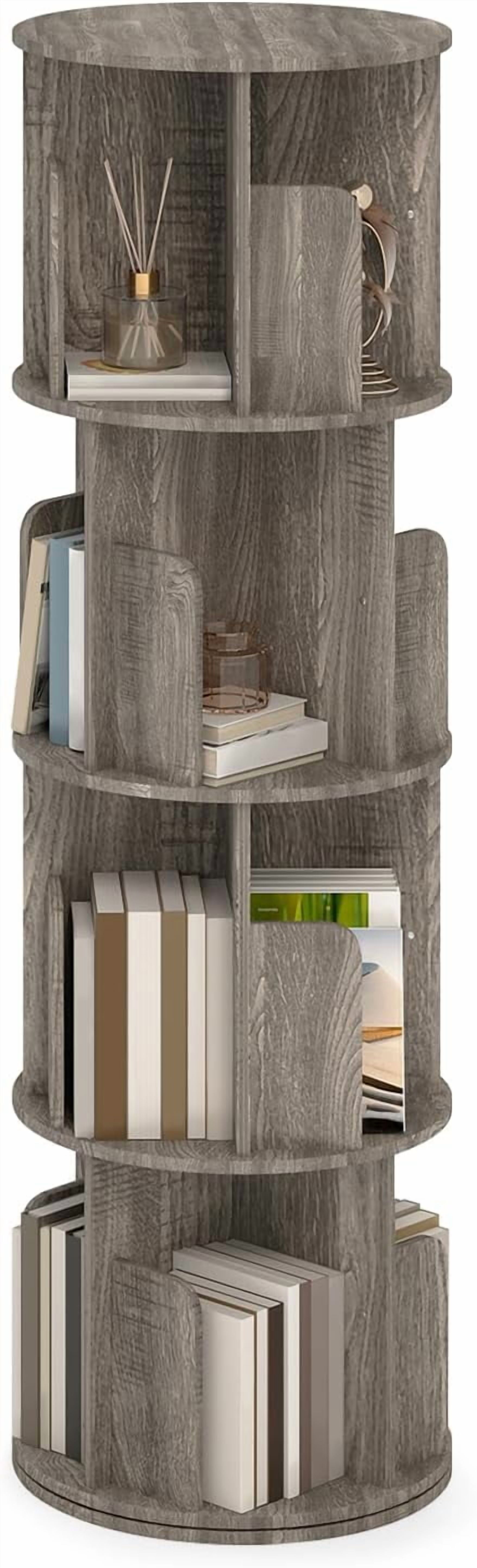 ZALIX Rotating Bookshelf, 4 Tier Spinning Bookshelf Tower, 360° Display ...