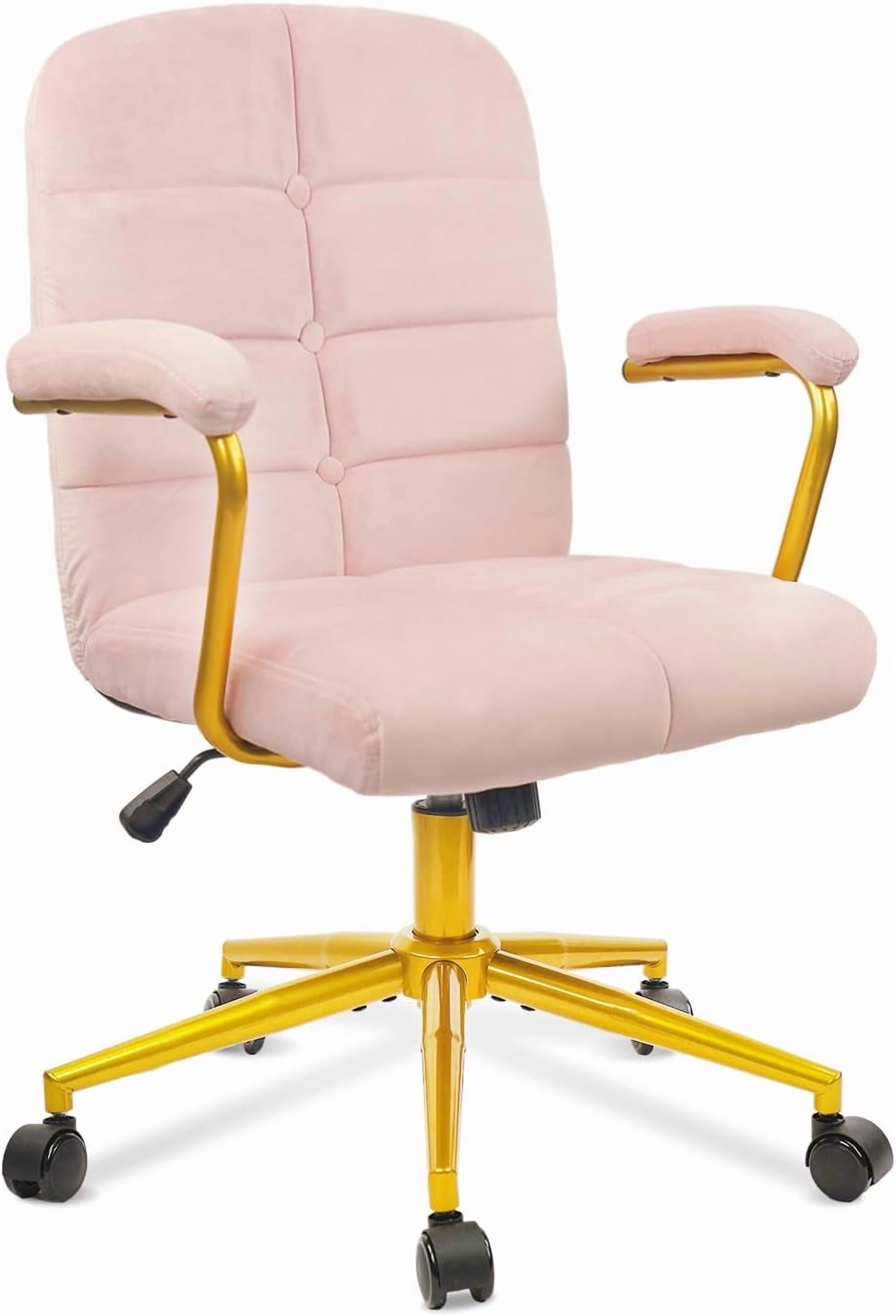 ZALIX Velvet Office Desk Chair with Armrests and Wheels, Modern ...