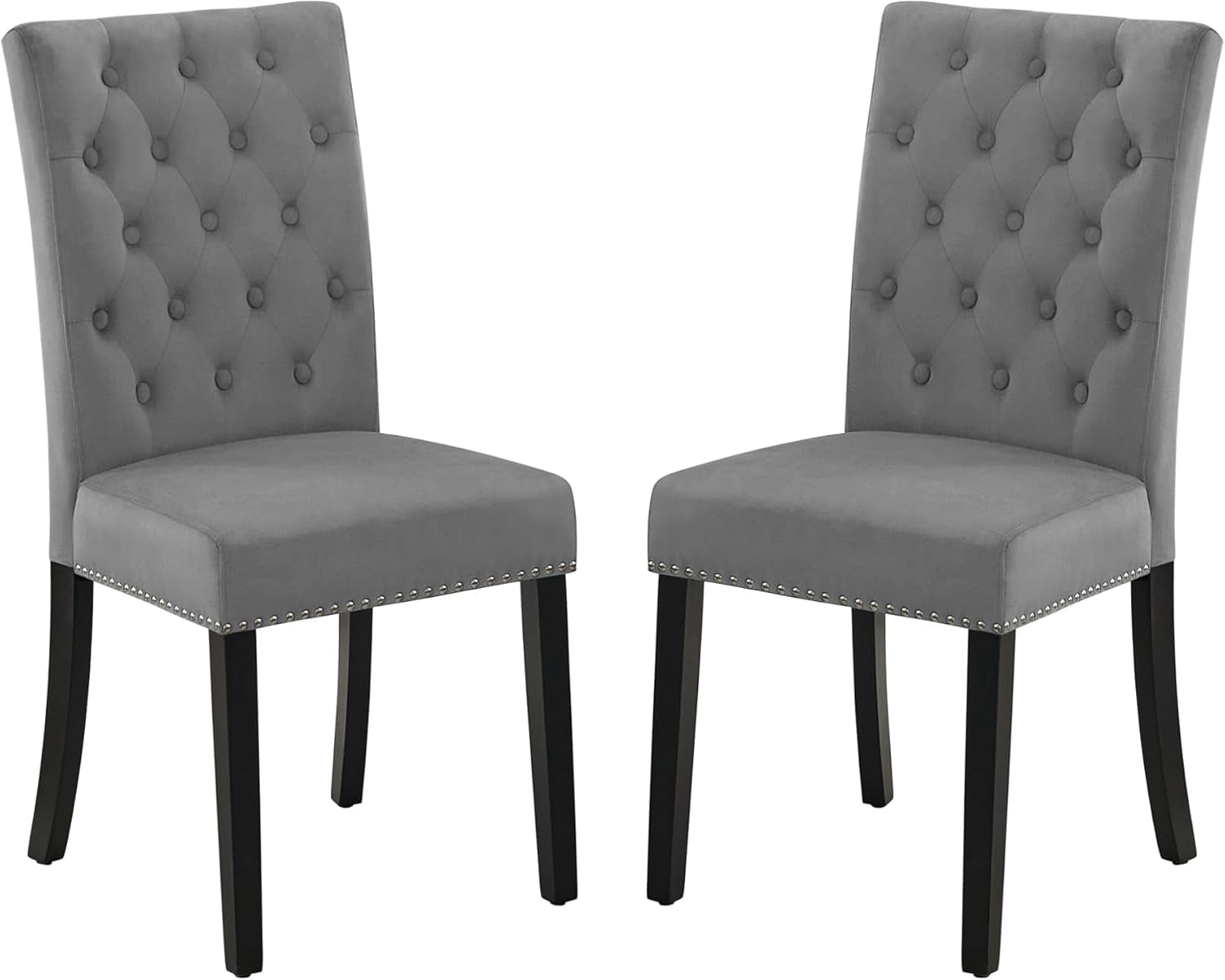 ZALIX Velvet Upholstered Dining Kitchen Chairs Set of 2, Button Tufted ...