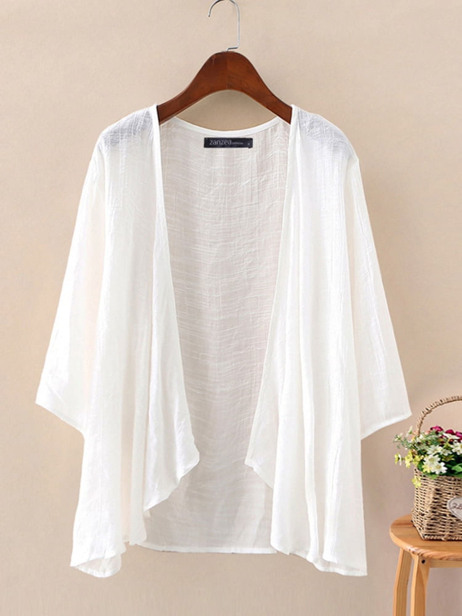 ZANZEA Women Beach Casual Half Sleeve Sheer Cardigans - Walmart.com