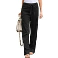 ZANZEA Women Elastic Waist Lace-up Long Pants Wide Legs Straight ...