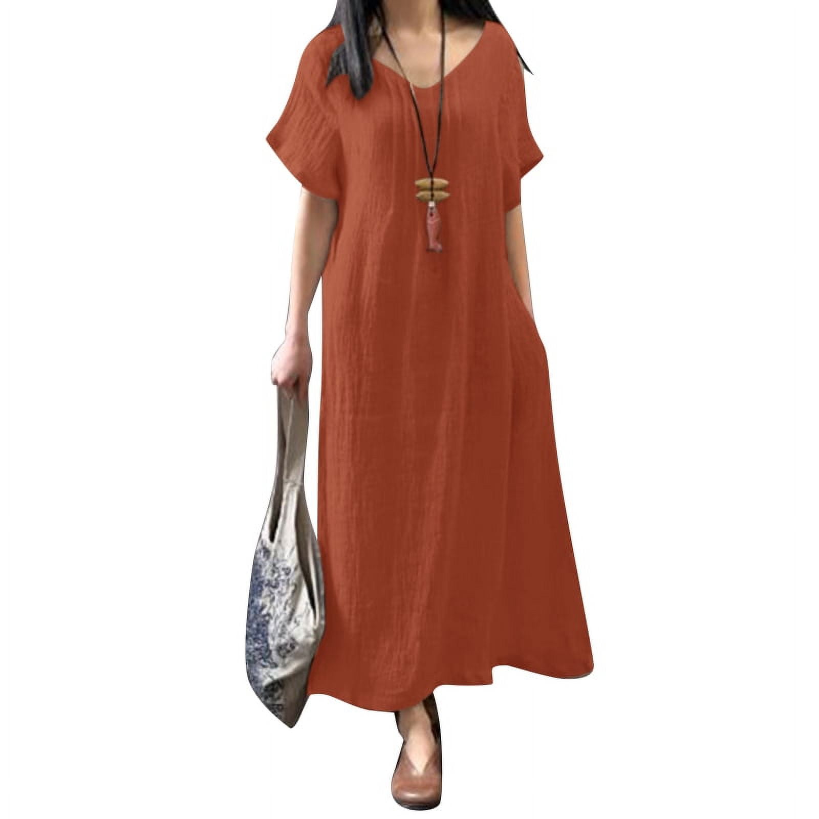 ZANZEA Women Fashion V-Neck Short Sleeve Solid Sundress Casual Party ...