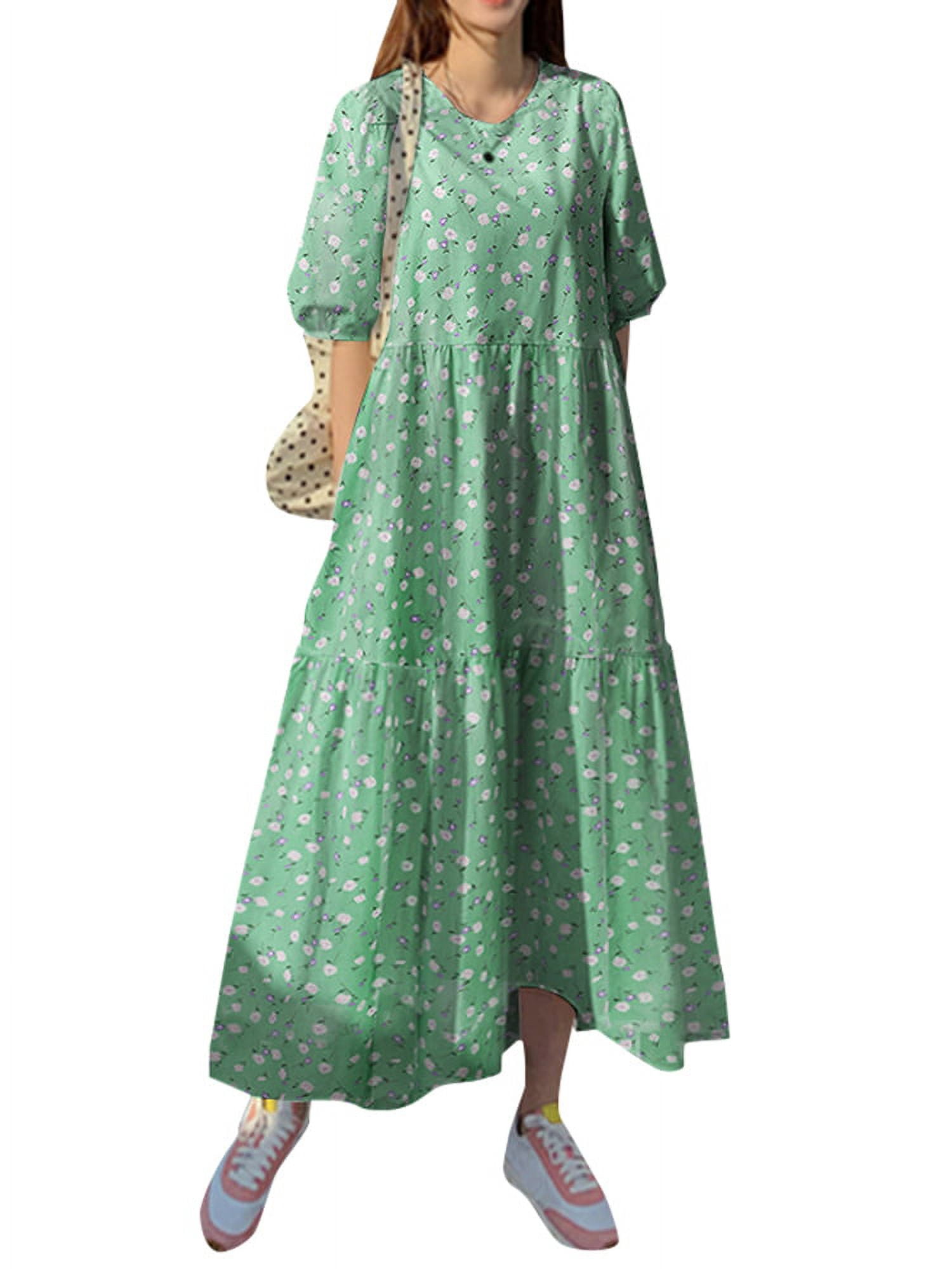 ZANZEA Women Half Sleeve Robes Long Dress Casual Dresses - Walmart.com