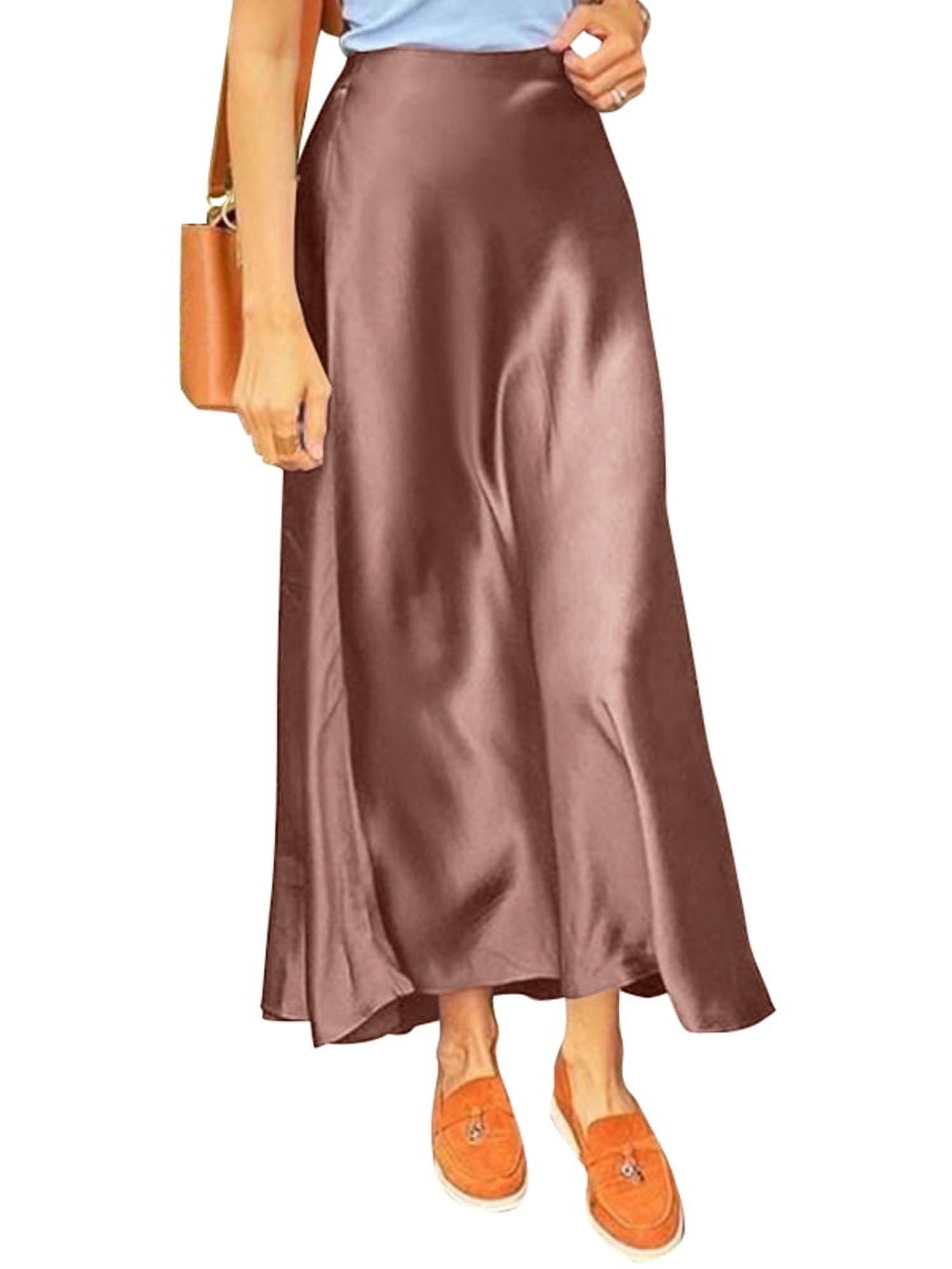 ZANZEA Women High Waisted Solid Color Casual Satin With-Back-Zipper ...