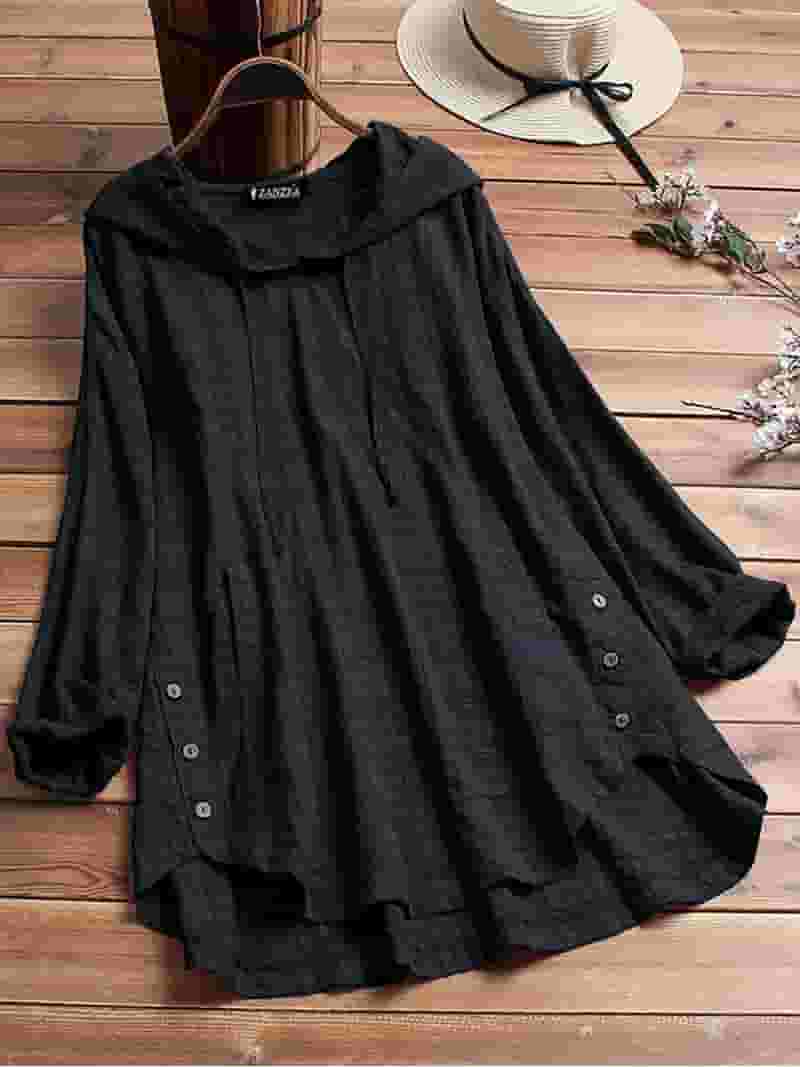 ZANZEA Women Hooded Long Sleeve Check Grid Tops Shirts ZANZEA Women Hooded Long Sleeve Check Grid Tops Shirts