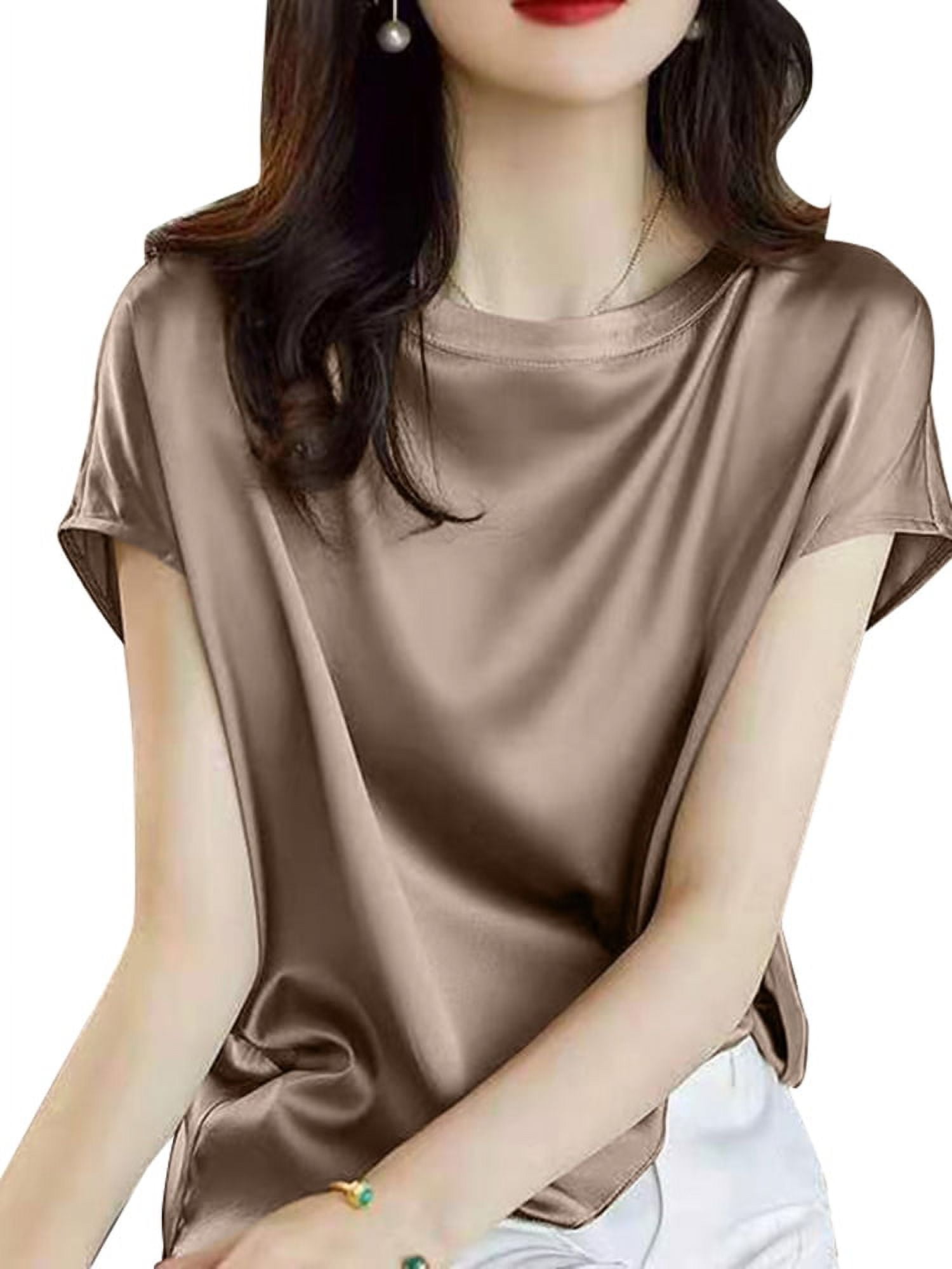 ZANZEA Women Short Sleeved Casual Satin Blouses Baggy Tops Shirts ...