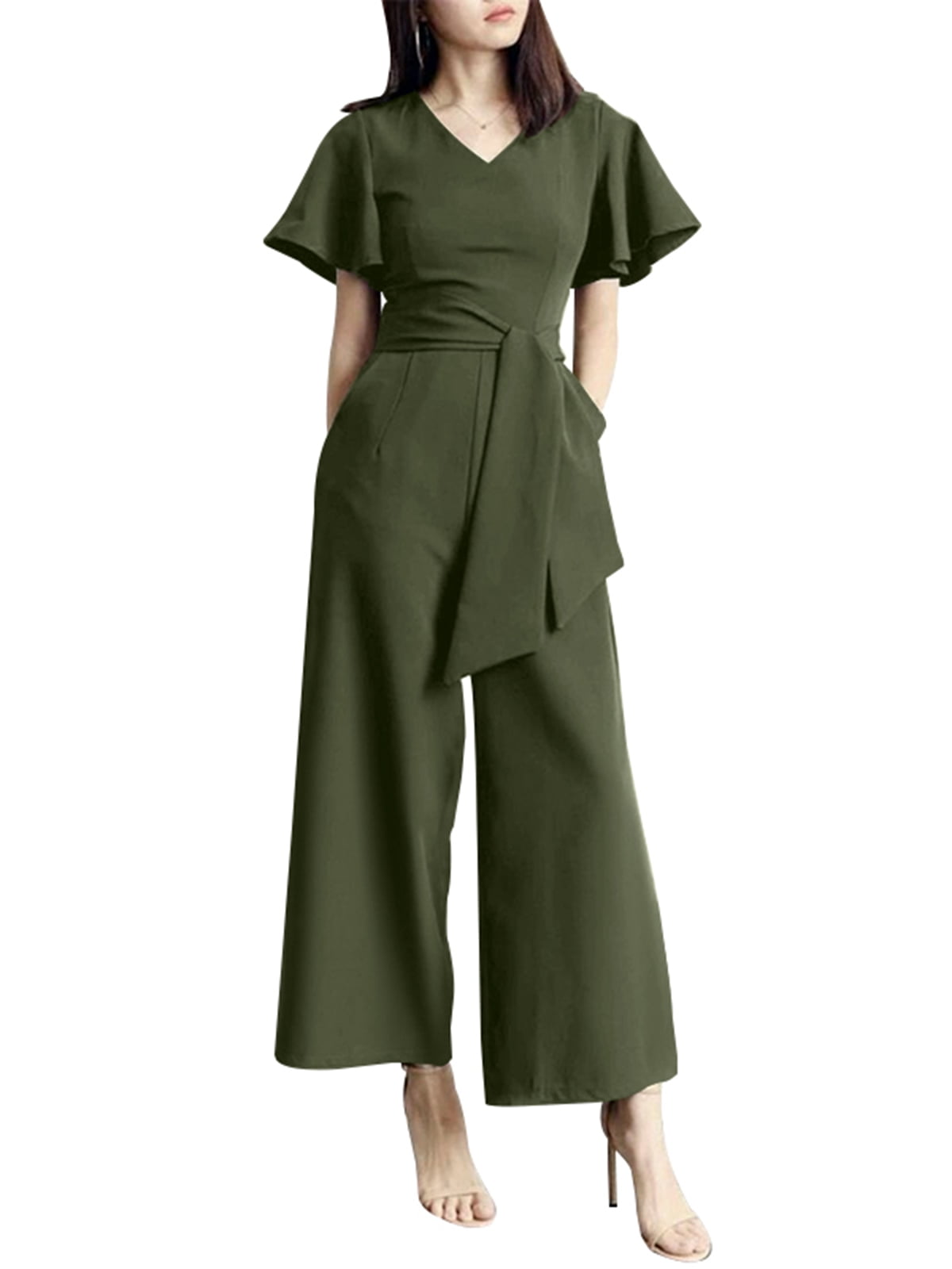 ZANZEA Women Short Sleeved Elegant Party Jumpsuits Casual Loose ...