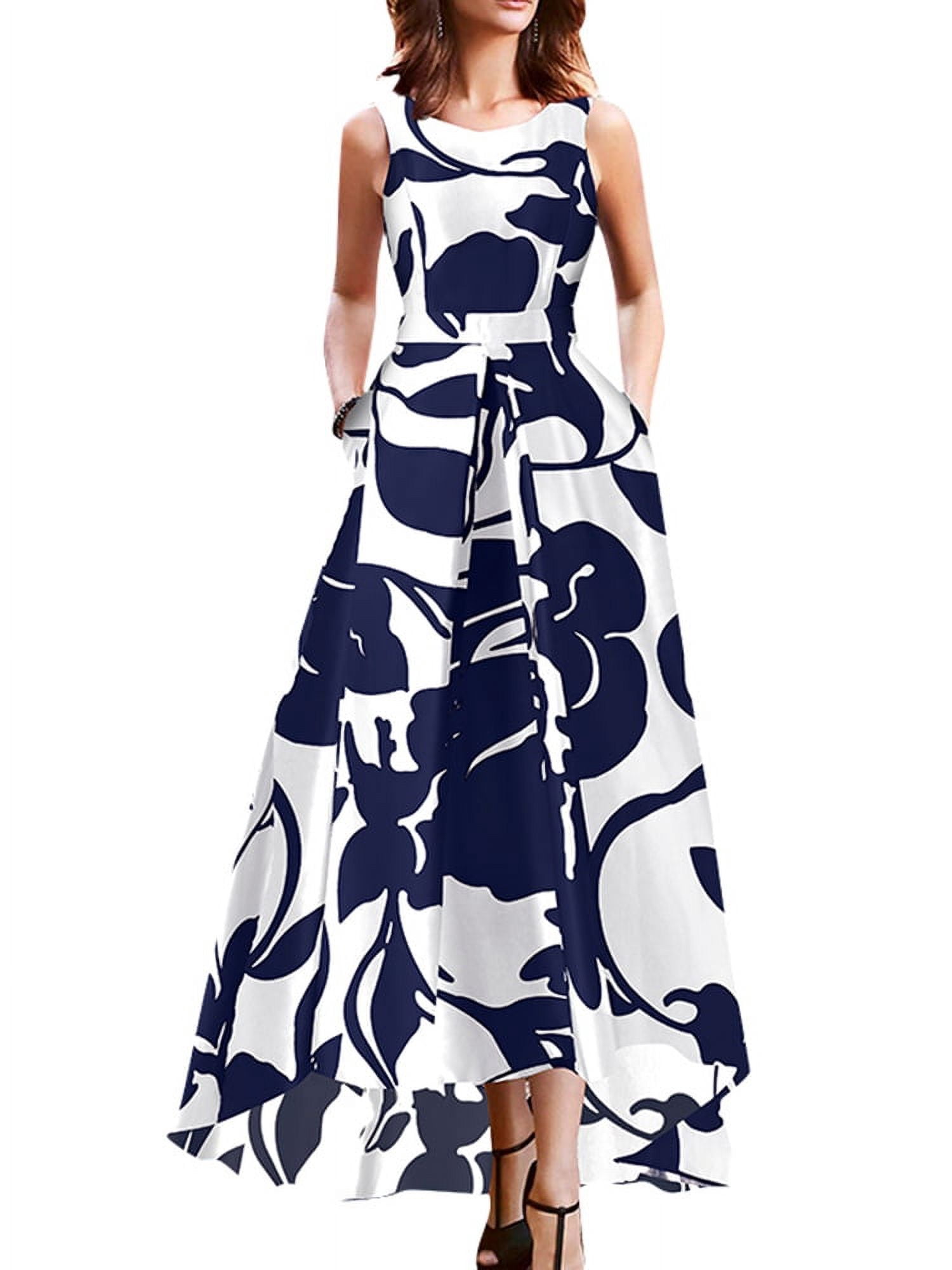 ZANZEA Women Sleeveless Floral Print Sundress Party Prom High Low Maxi ...
