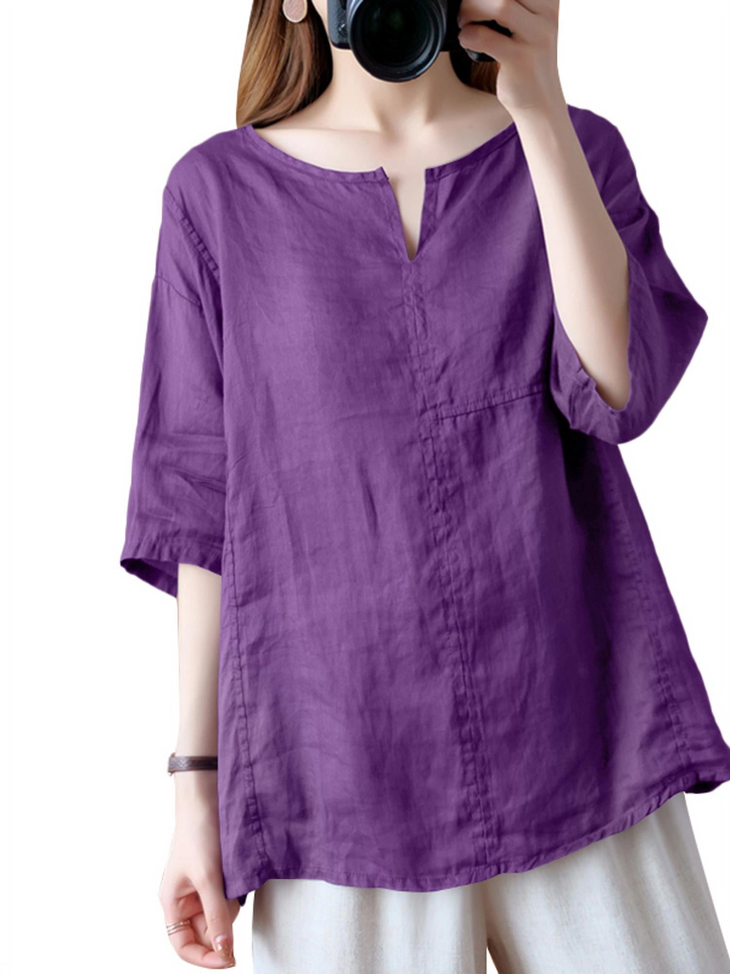 ZANZEA Women Summer Half Sleeve Solid Color Streetwear Top Blouses ...