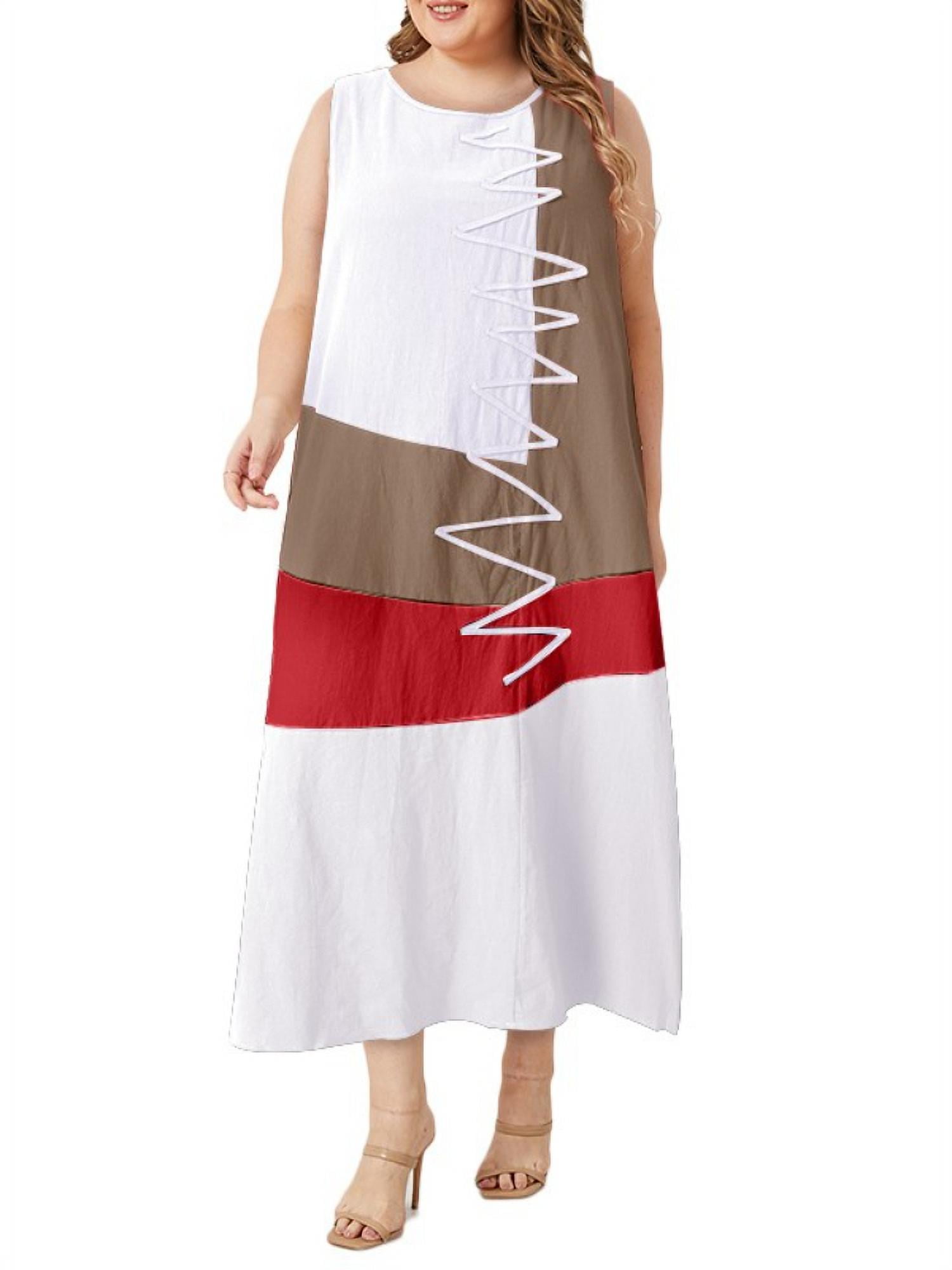 ZANZEA Women Sundress Vintage Retro Printed Color Block Maxi Long Dress ...