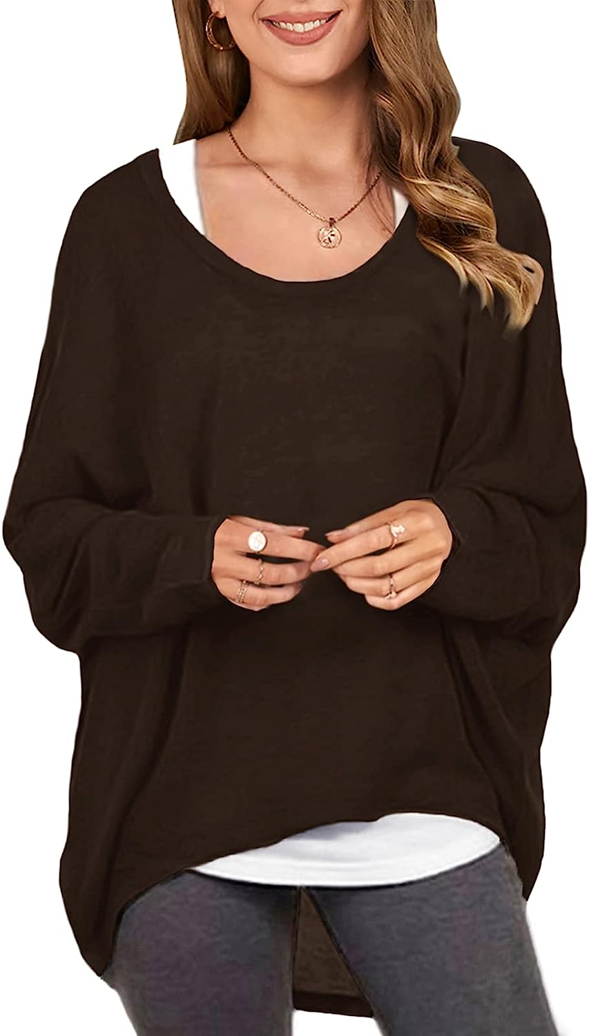 ZANZEA Women's Batwing Sleeve Off Shoulder Loose Oversized Baggy Tops ...