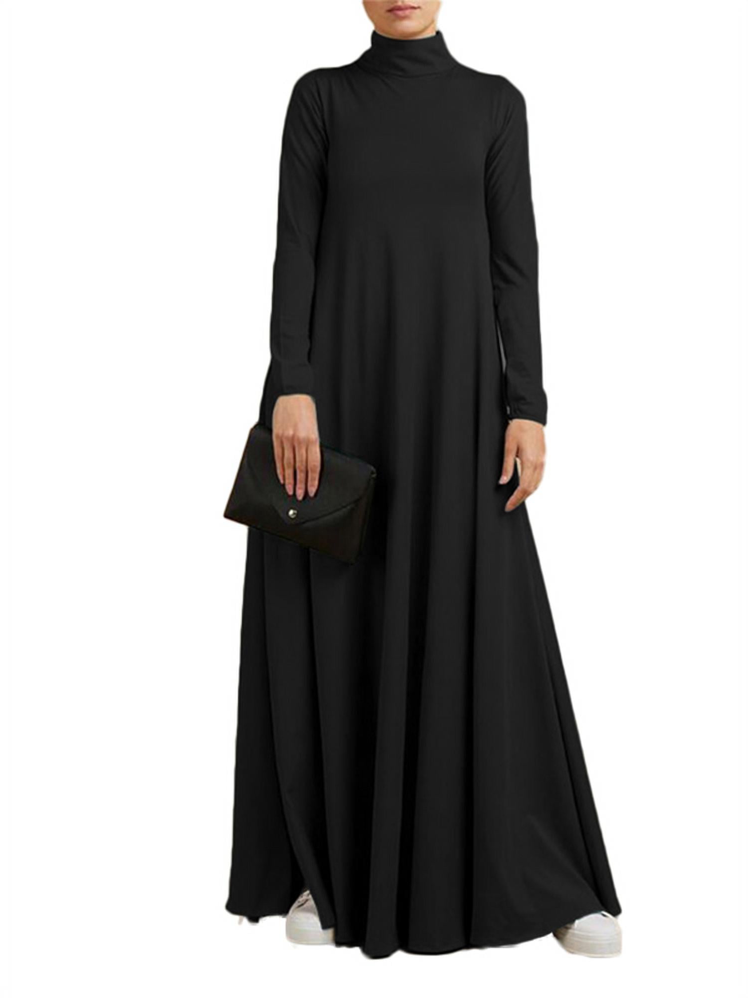 ZANZEA Womens Solid Color Turtleneck Casual Elegant Party Long Maxi ...