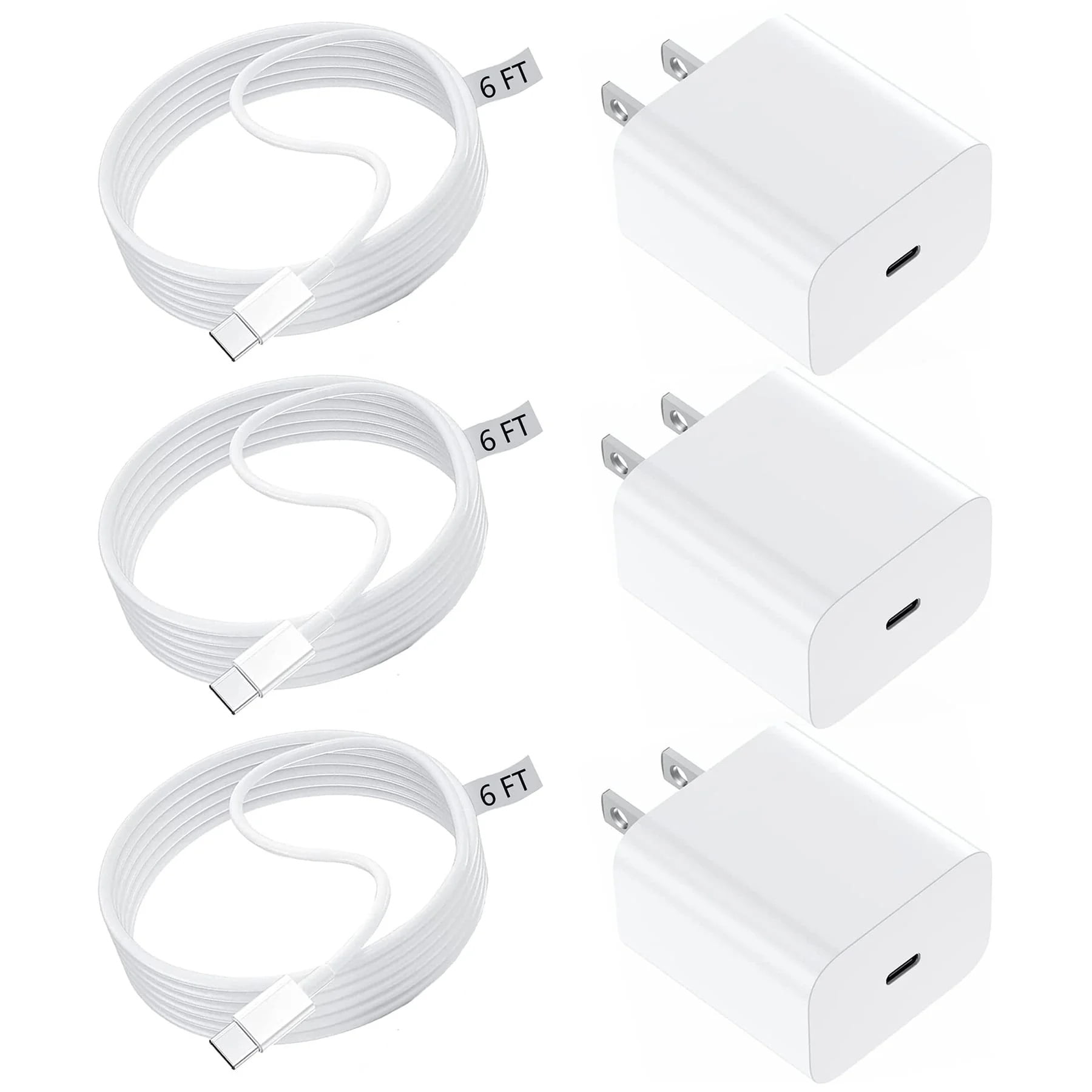 ZAP, 3 Pack iPhone Fast Lightning Charger Cord, 6FT USB A Cable, White ...