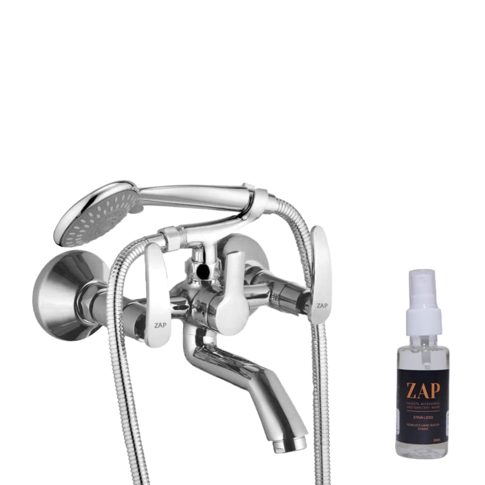ZAP Nova High Grade Brass 2 in 1 Wall Mixer with Crutch Multi Flow Hand Shower with 15 Meter ...