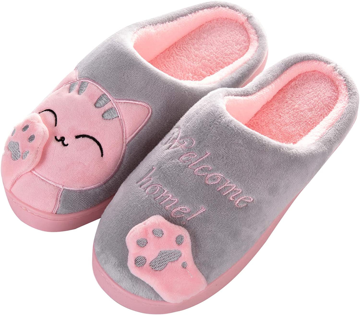 ZAPZEAL Cat Slippers for Women Men Fur Lined Clogs Comfort Cute Cat ...