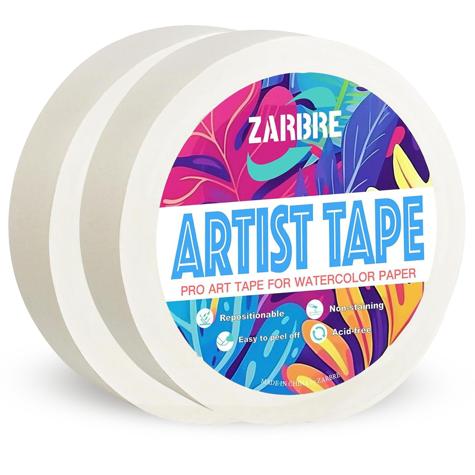 ZARBRE Artist Tape, 2 Pack White Art Tape for Watercolor Paper, Medium ...