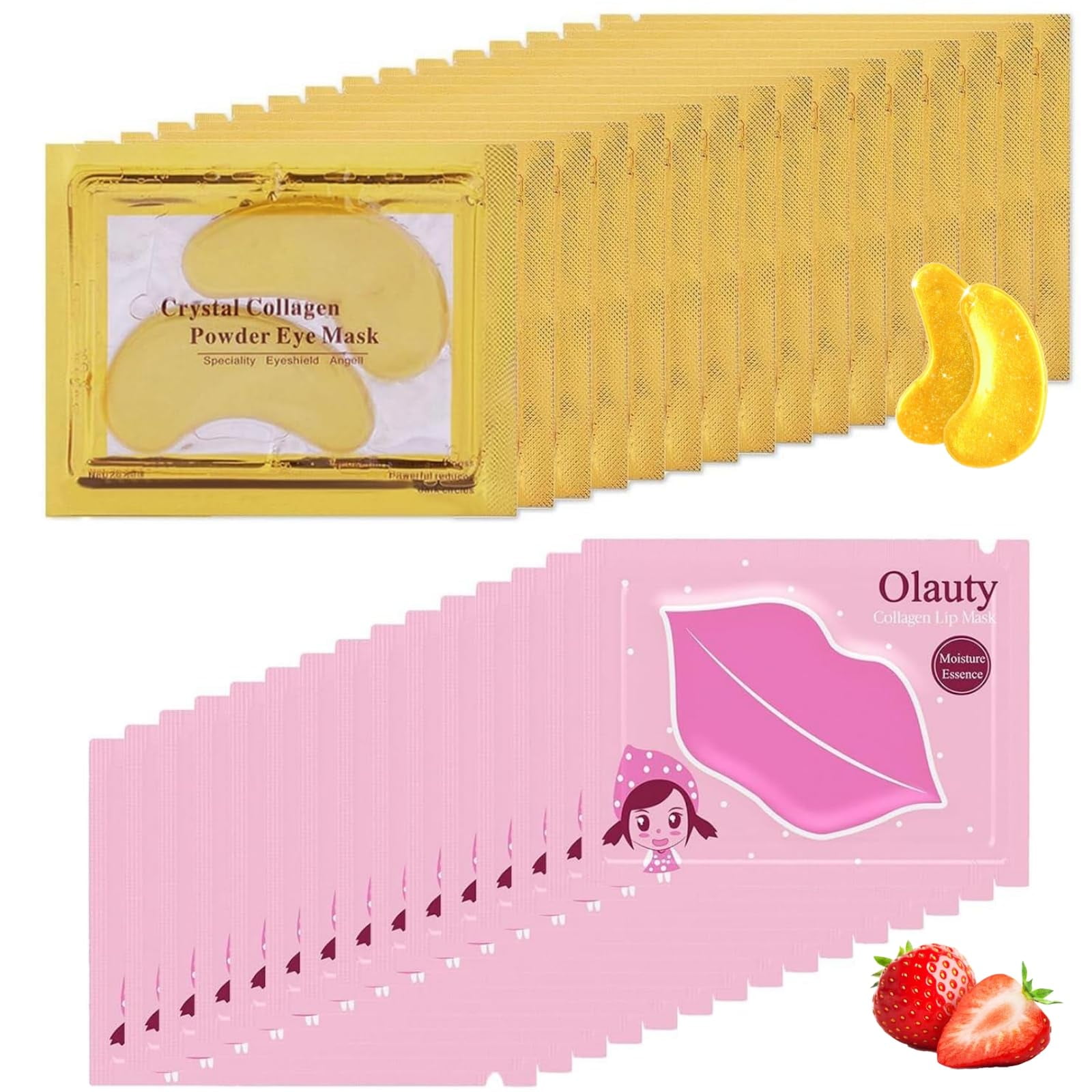 ZARICS 30PCS Lip Mask AIF4 & Under Eye Mask Set, 24K Gold Under Eye ...