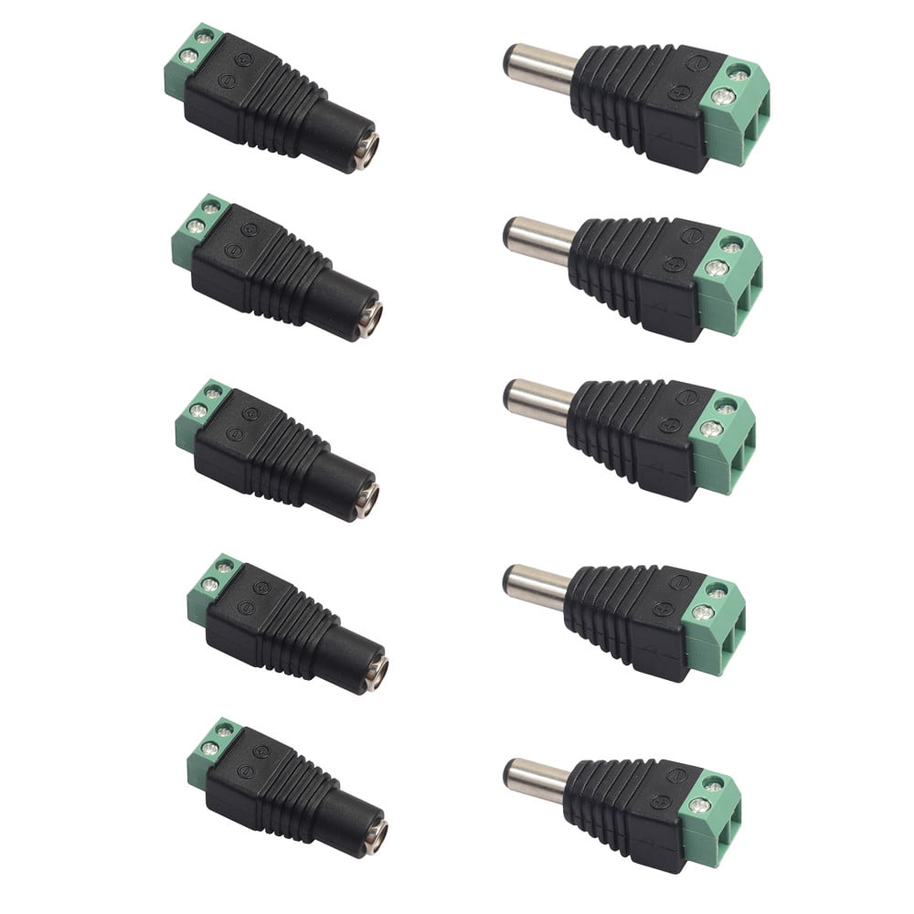 ZAROYEAX 10Pcs DC Power Female/ Male Jack Connector Cable Adapter Plug ...