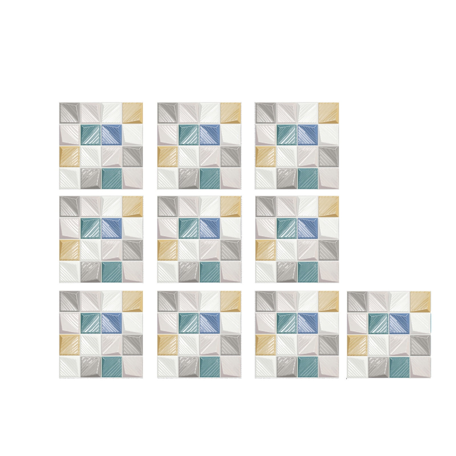 ZAROYEAX 10pc 3D Tile Stickers DIY Waterproof Self-Adhesive Wall ...