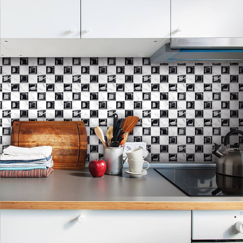 ZAROYEAX 10pc 3D Tile Stickers DIY Waterproof Self-Adhesive Wall ...