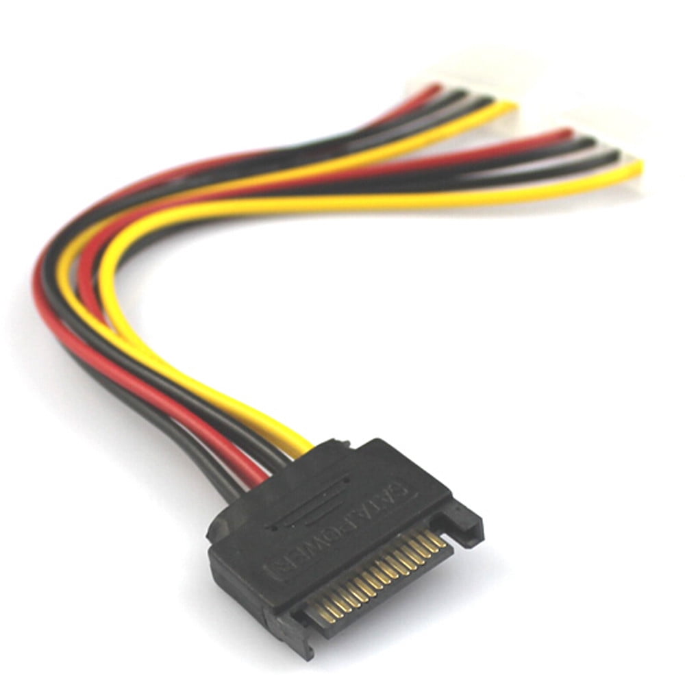 ZAROYEAX 15 Pin SATA Male to 2 Female 4 Pin Molex Female IDE HDD Power ...