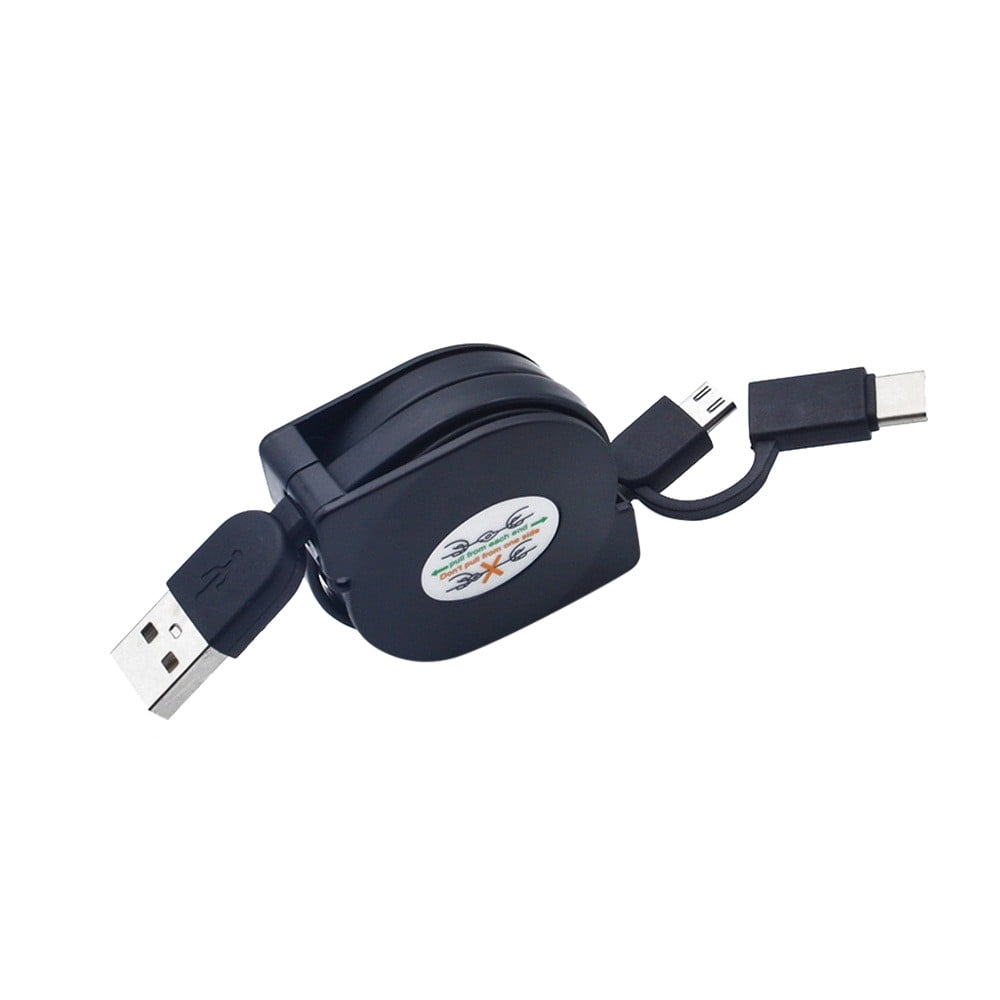 ZAROYEAX 1M/3FT Universal Micro USB & Type-C 2 in 1 Retractable Data ...