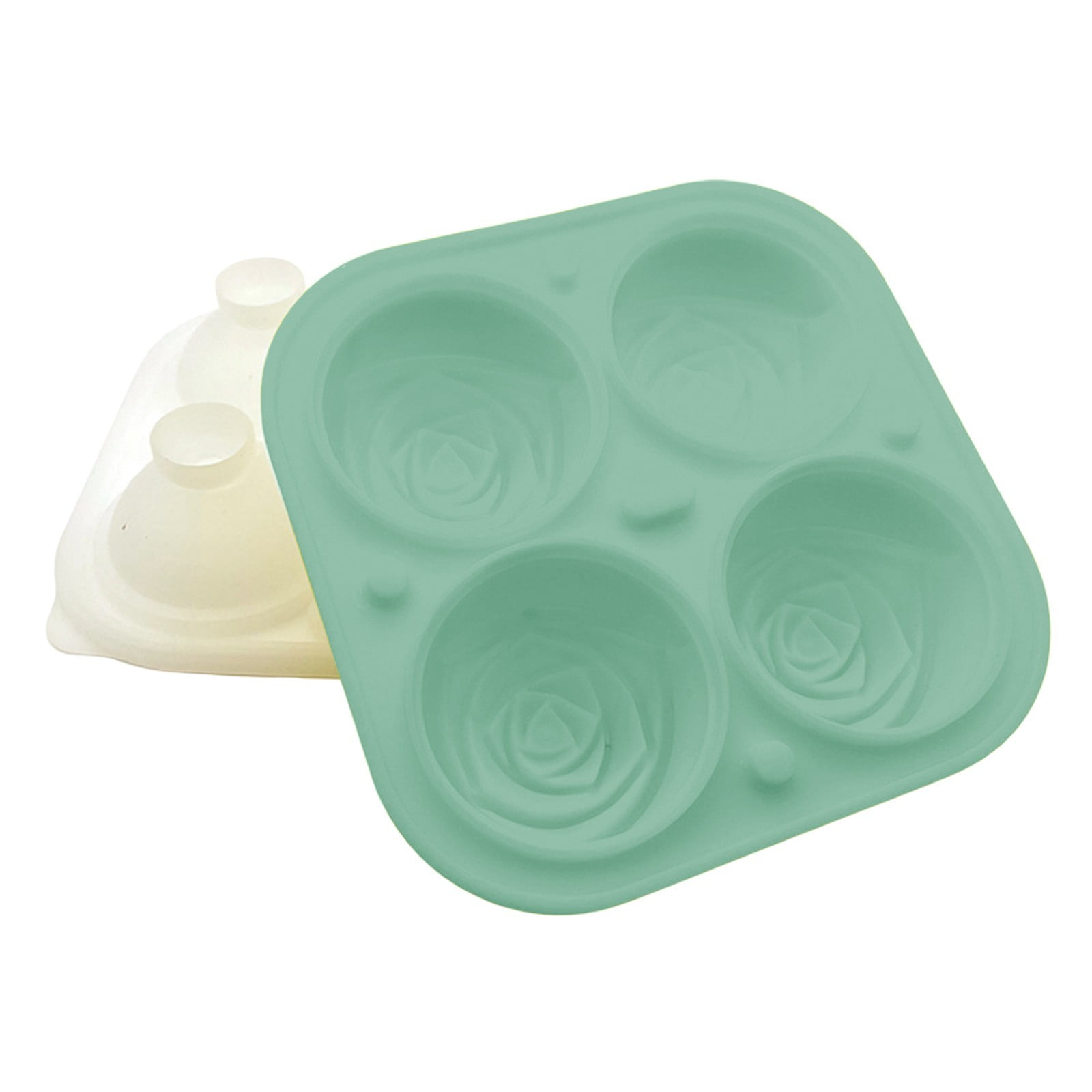 ZAROYEAX 3D Rose Silicone 4 Ice Tray with Detachable Funnel Cover Ice ...
