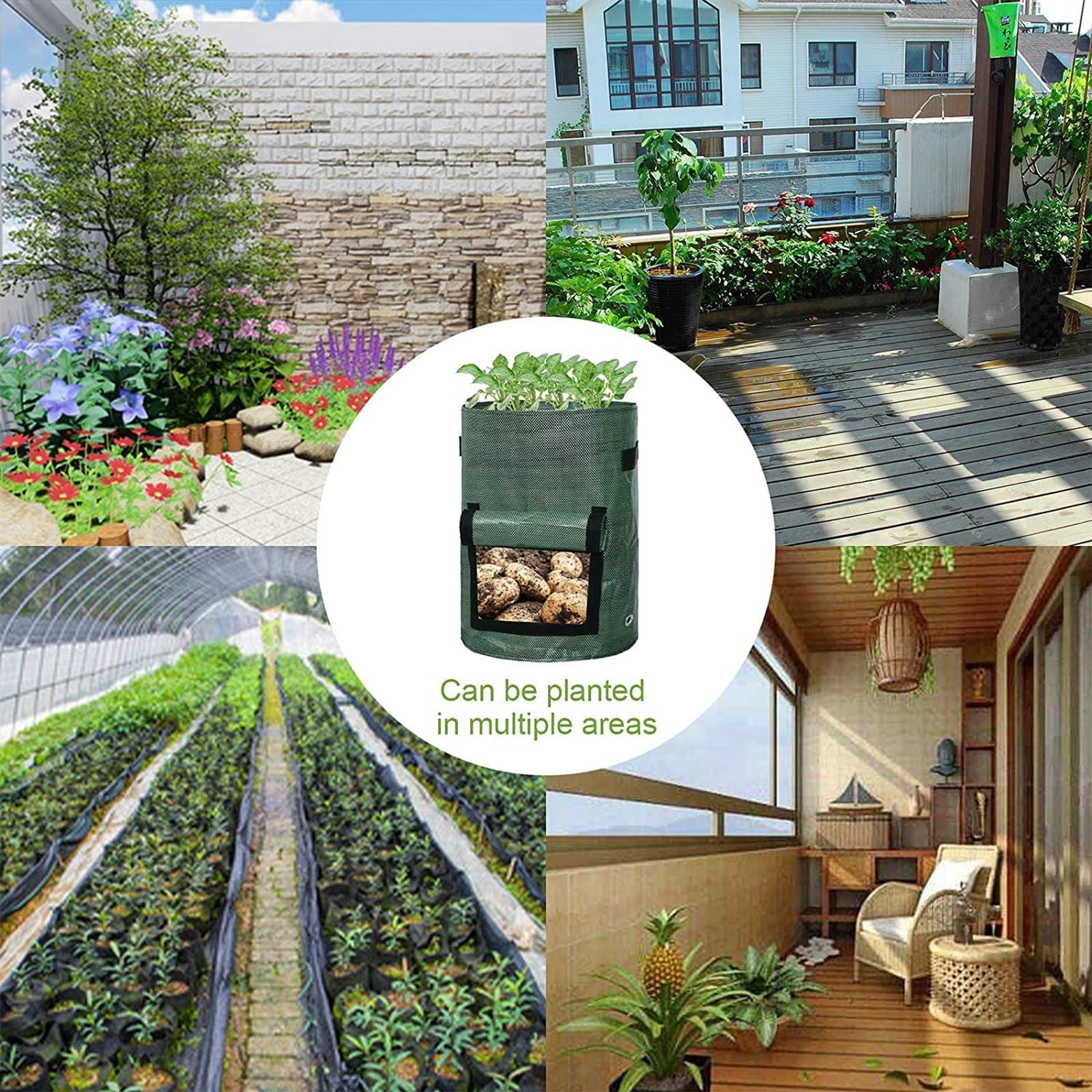 ZAROYEAX 4pcs DIY Potato Grows Planter PE Cloth Planting Container Bag ...