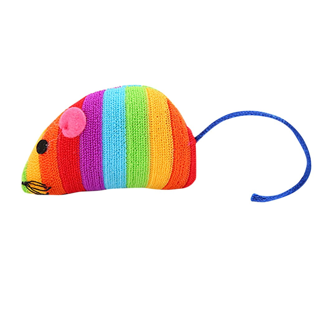 ZAROYEAX Cat Toy Rainbow Plush Mouse Toy Mouse Toy Interactive Cat Toy ...