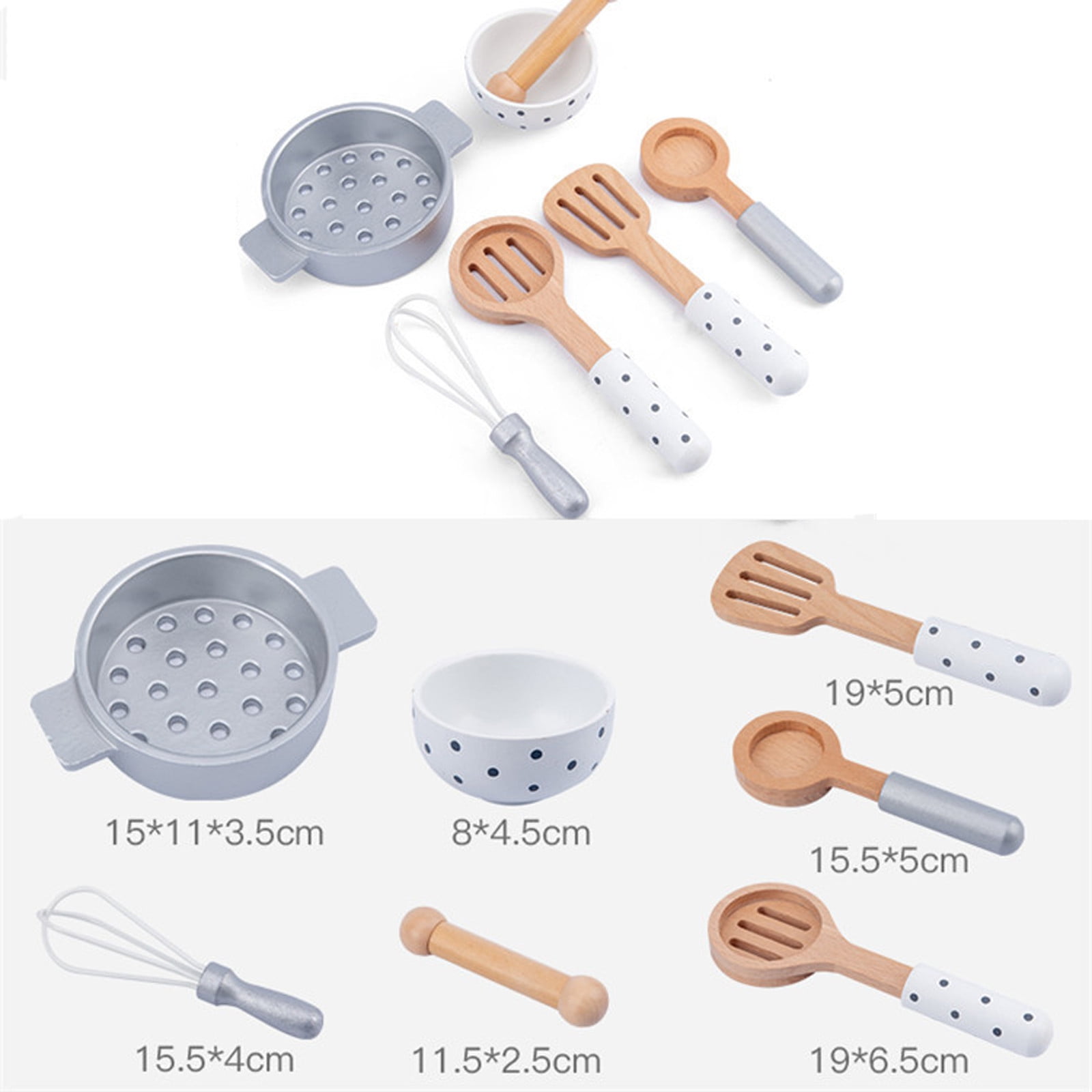 ZAROYEAX Children Kitchen Wooden Playset Toys Kitchen Utensils Set ...