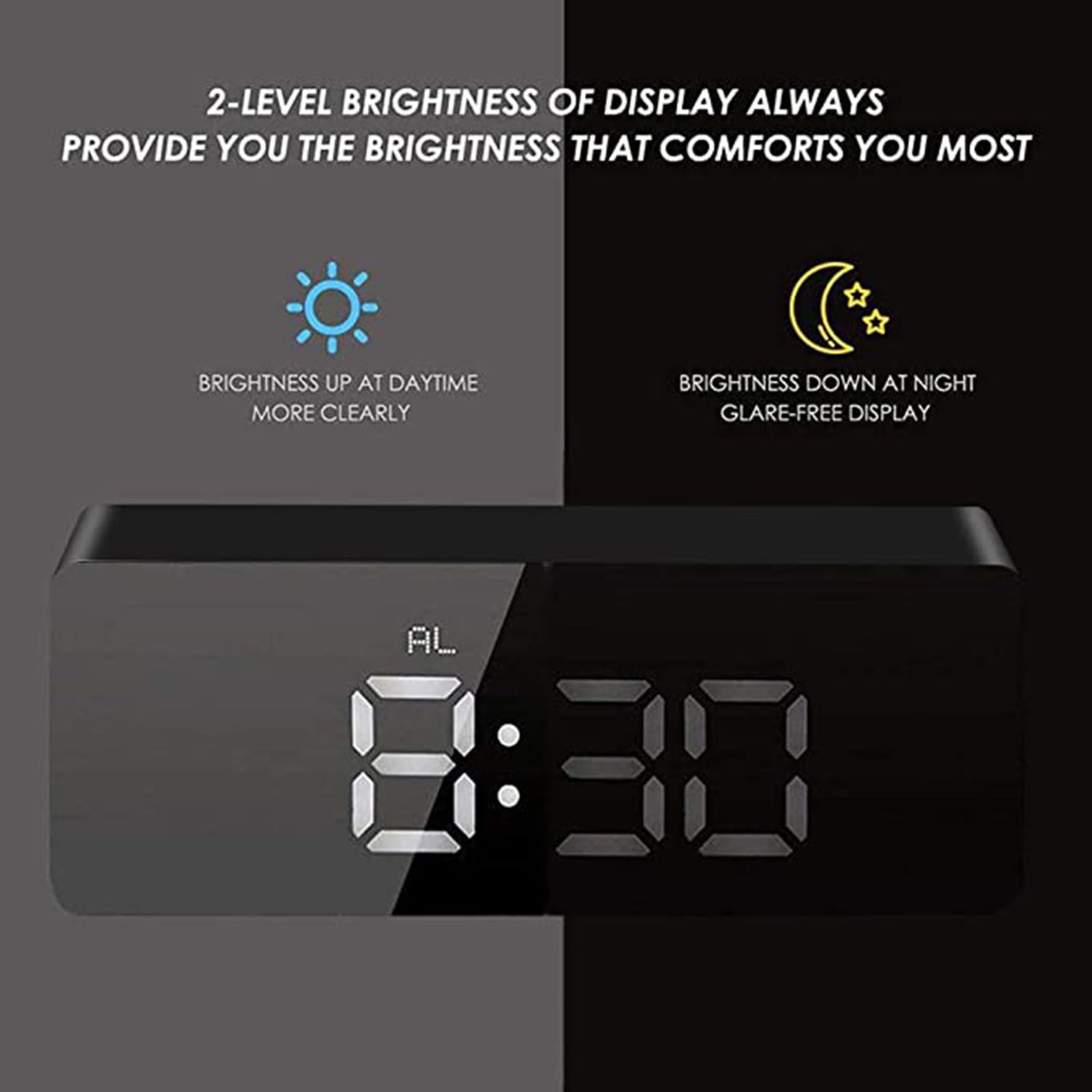ZAROYEAX Digital Alarm Clock Big Screen LED Bedside Alarm Clock Mirror ... ZAROYEAX Digital Alarm Clock Big Screen LED Bedside Alarm Clock Mirror ...