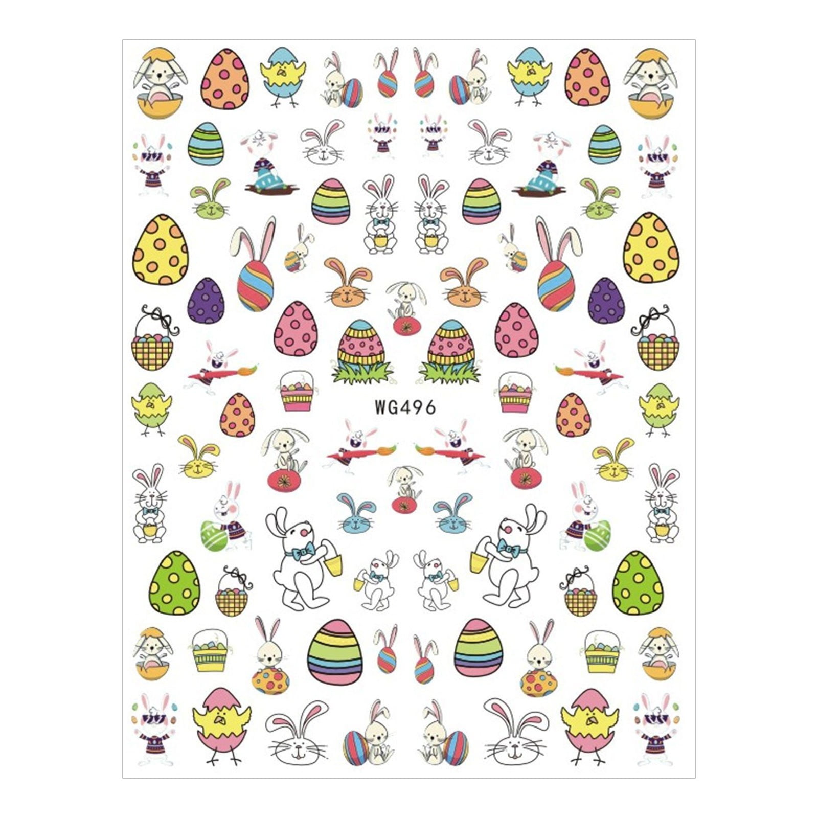 ZAROYEAX Easter Nail Stickers New 3D Back Glue Golden Egg Bunny Easter ...