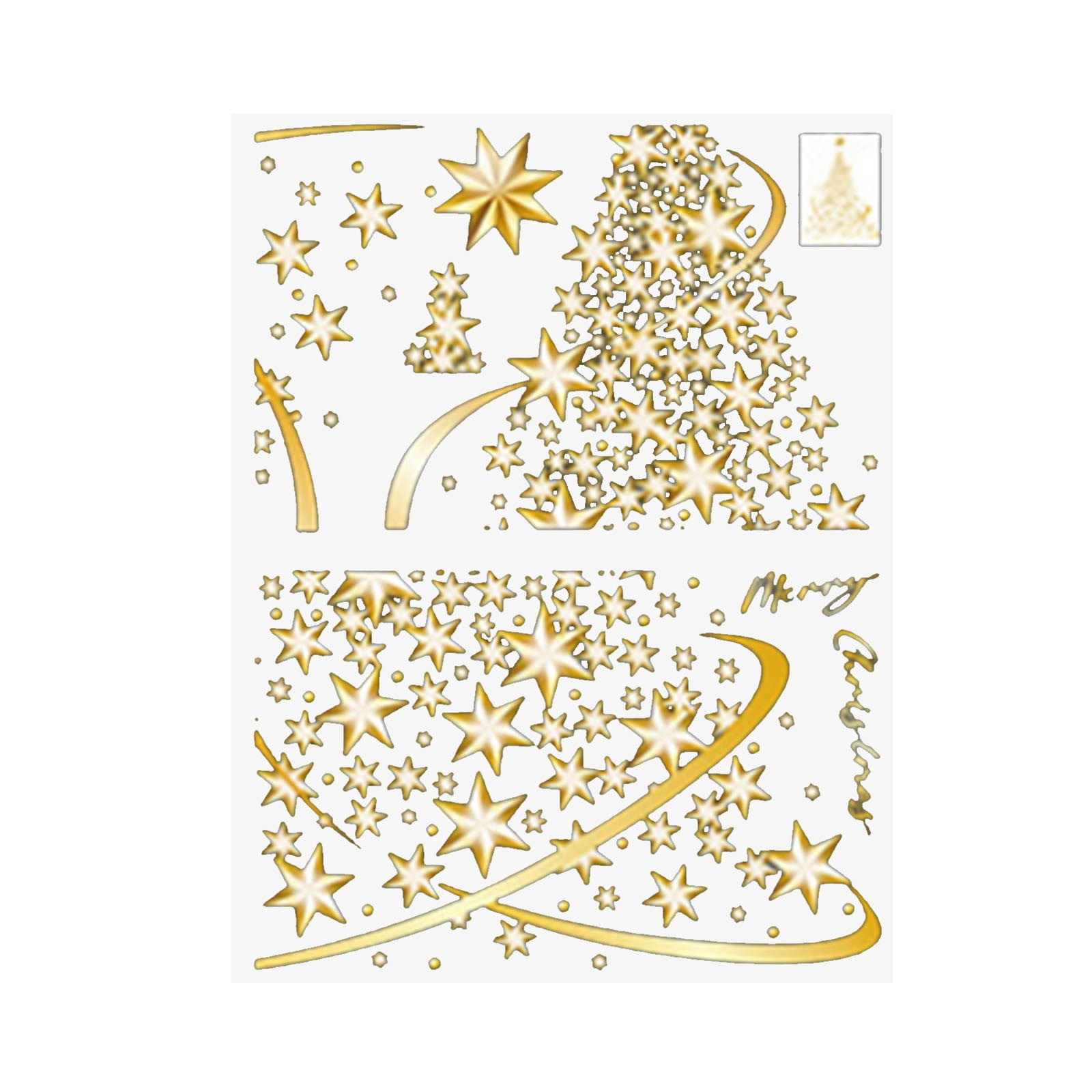 ZAROYEAX Golden Christmas Tree Window Clings Stickers for Glass Diy ...